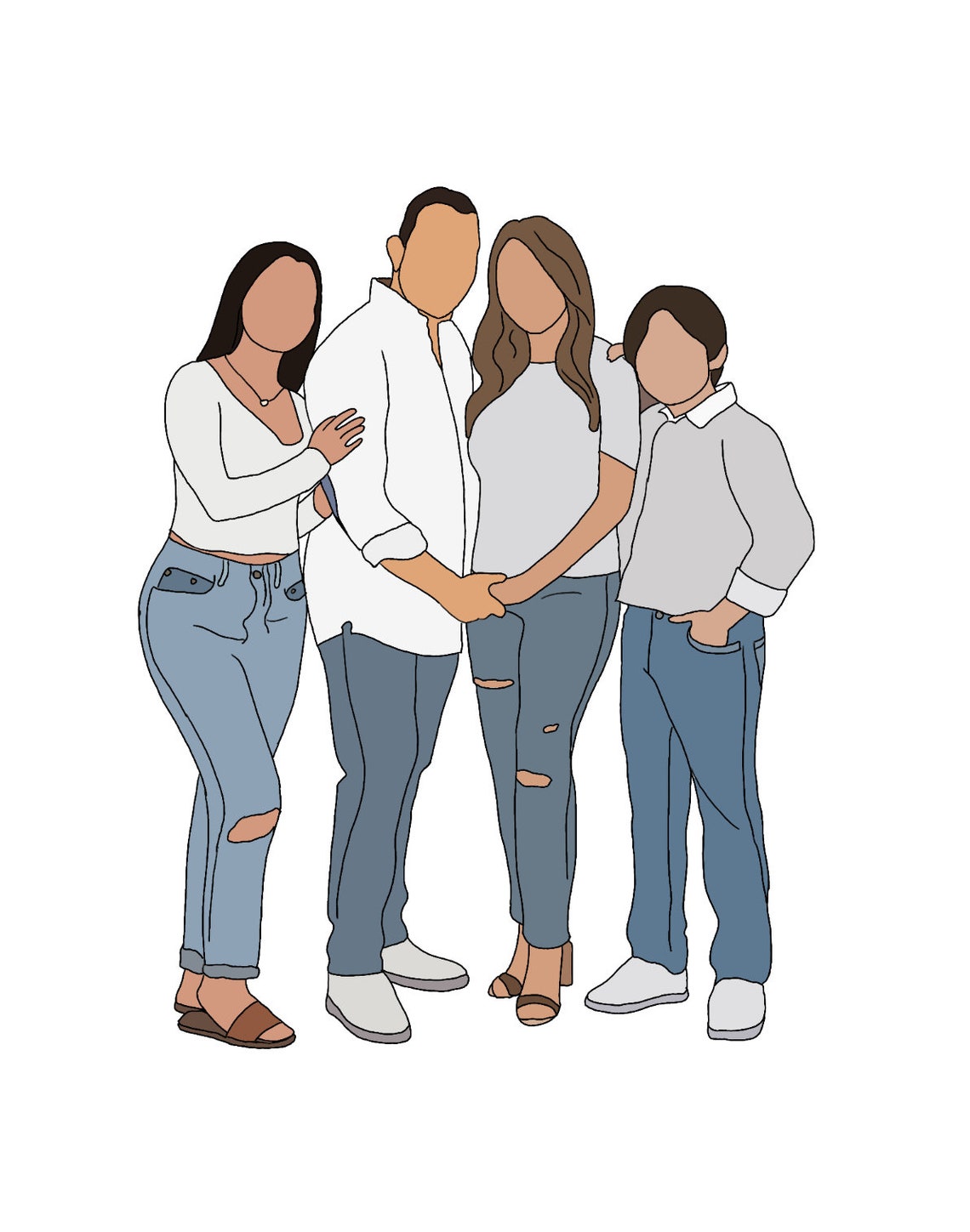 Custom Digital Color Family Portrait - Etsy