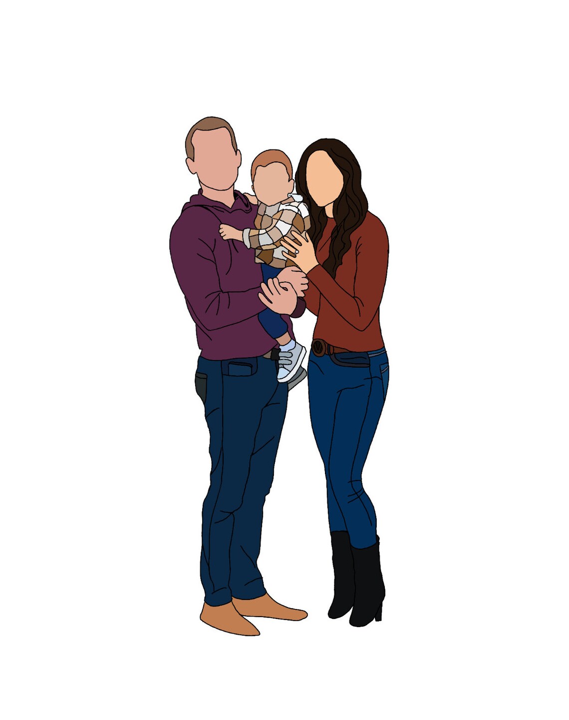 Custom Digital Color Family Portrait - Etsy