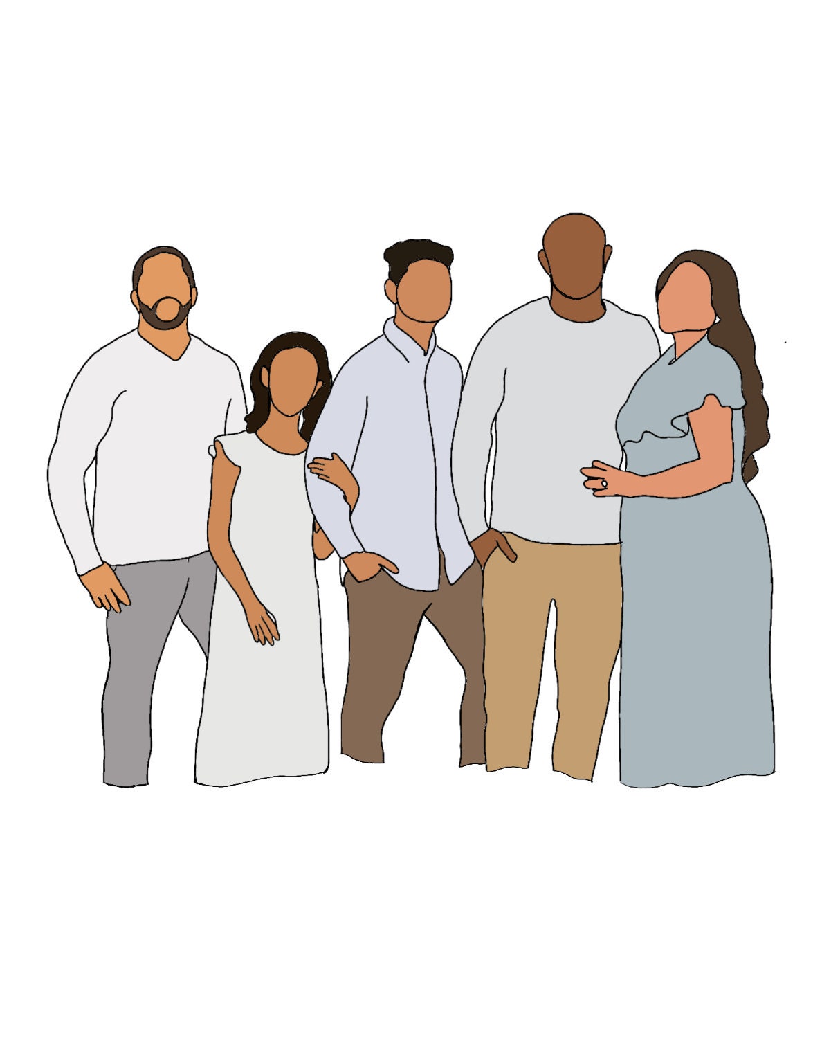 Custom Digital Color Family Portrait - Etsy