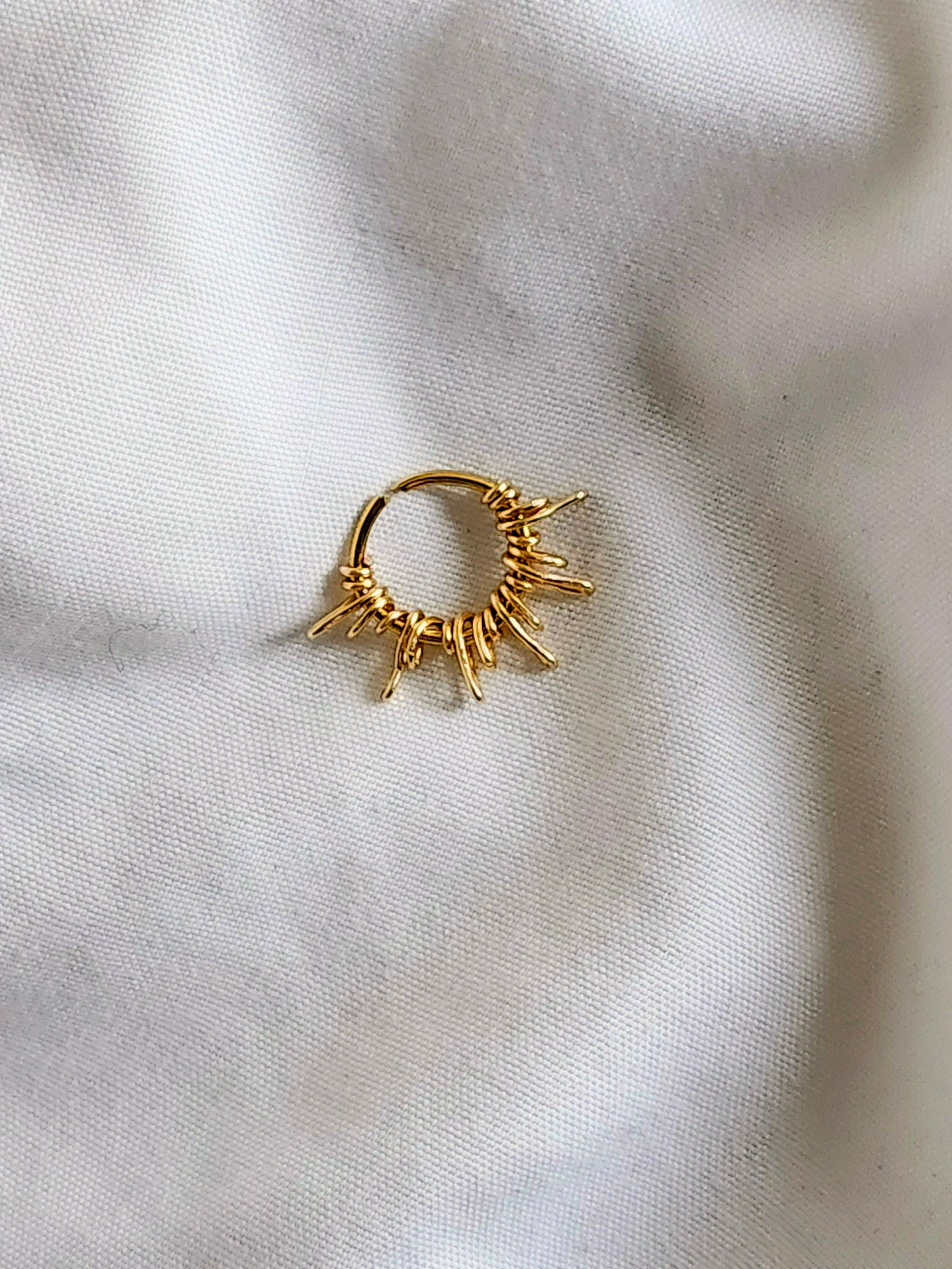 Wire Wrapped Sunburst Gold Nose Septum Ring Handcrafted Sun Rays ...
