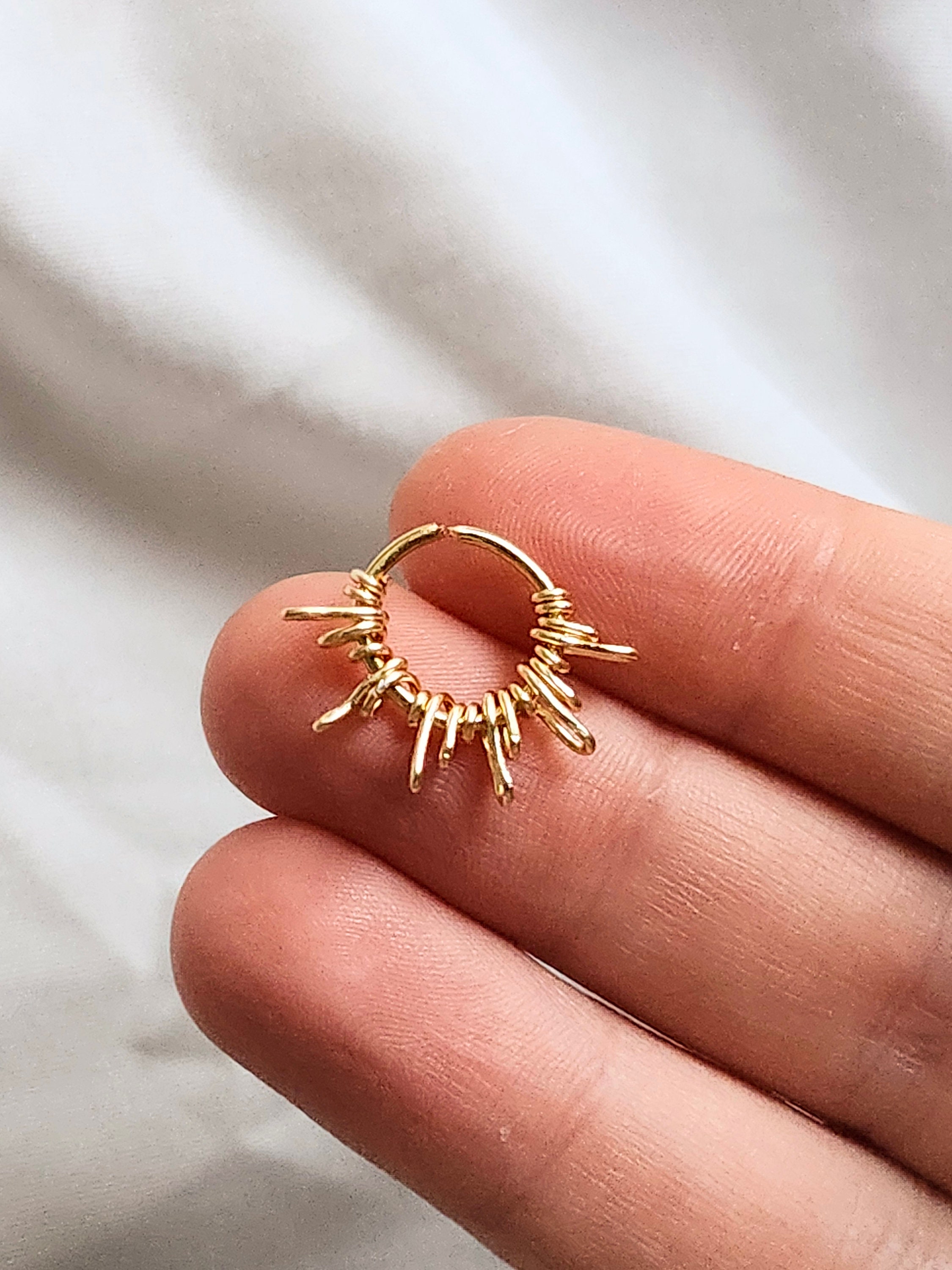 Wire Wrapped Sunburst Gold Nose Septum Ring Handcrafted Sun Rays ...