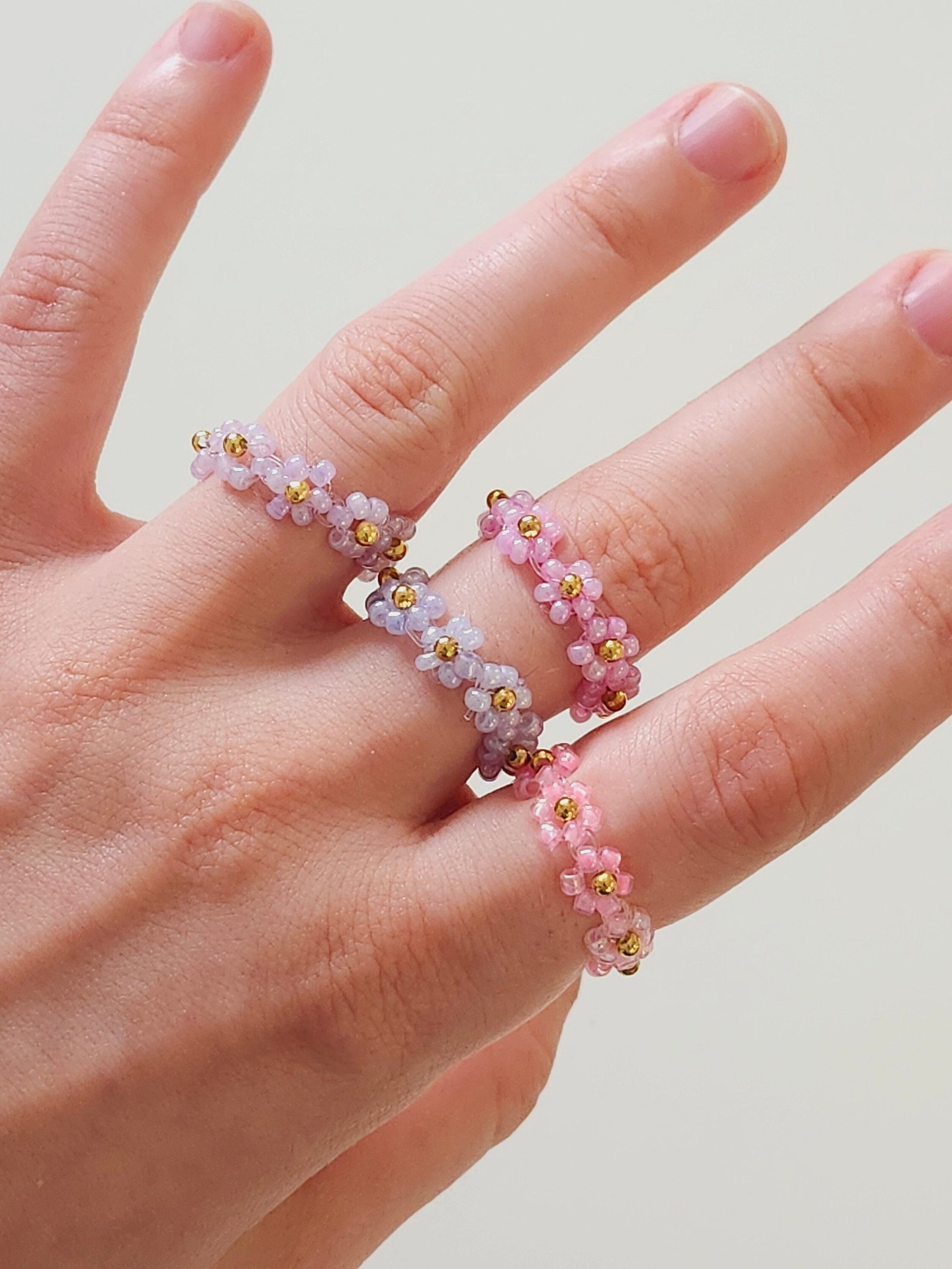 Beaded Daisy Ring, Seed Bead Flower Ring, Friendship Rings, Daisy Chain ...