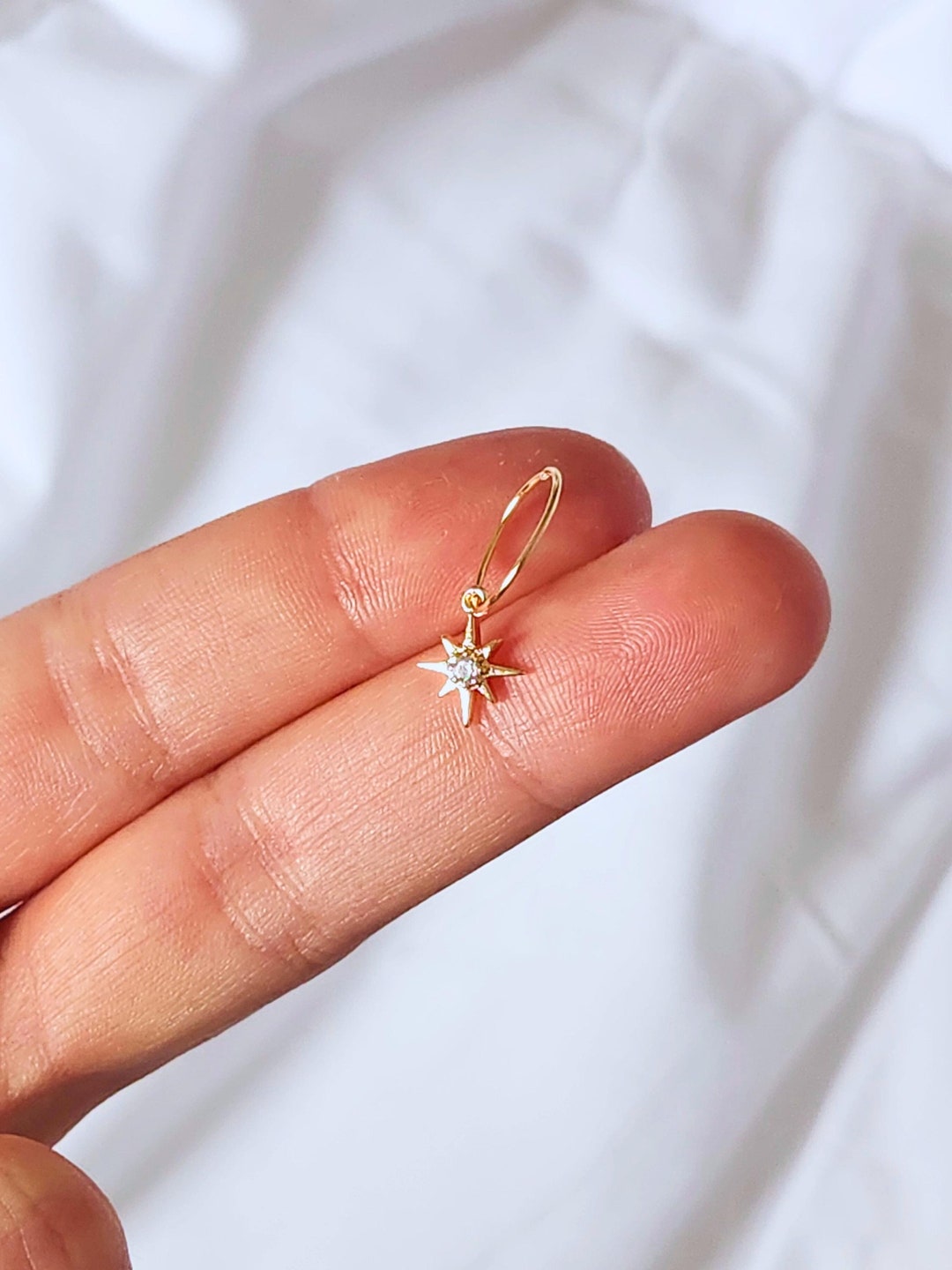 Dangle Celestial Star Charm Bellybutton Ring, Gold Zircon Navel Hoop ...