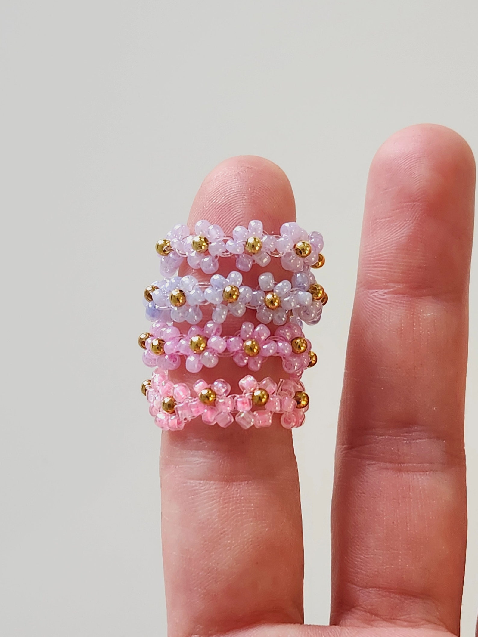 Beaded Daisy Ring, Seed Bead Flower Ring, Friendship Rings, Daisy Chain ...