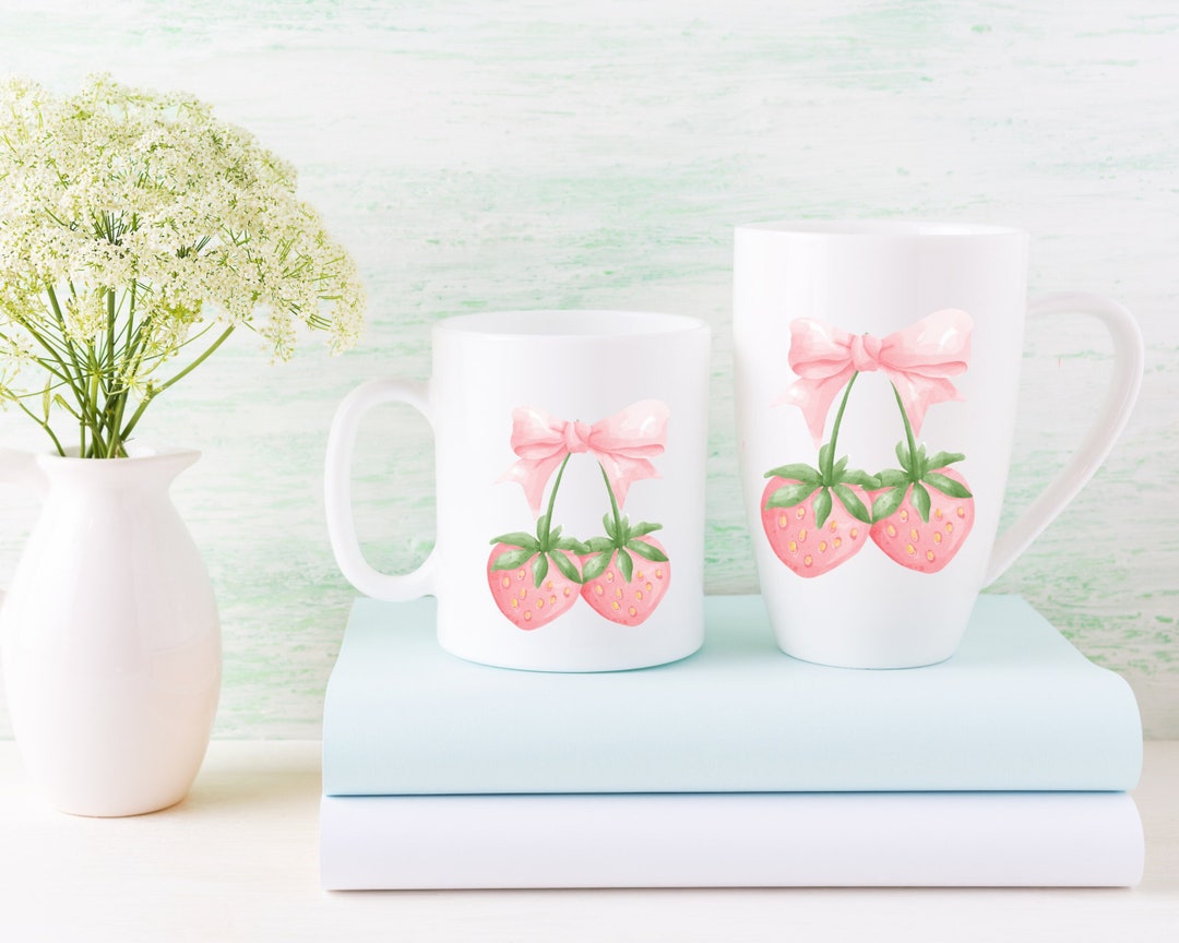 Strawberry Mug,coffee Mug,cute Mugs,floral Mug,strawberry Plant,mug for ...