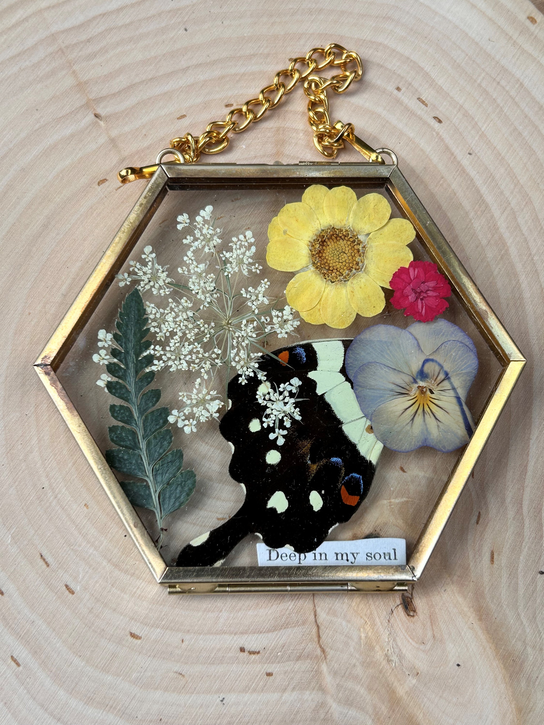 Dried Flower Collage in a Double-sided Glass Frame, Adorned With ...