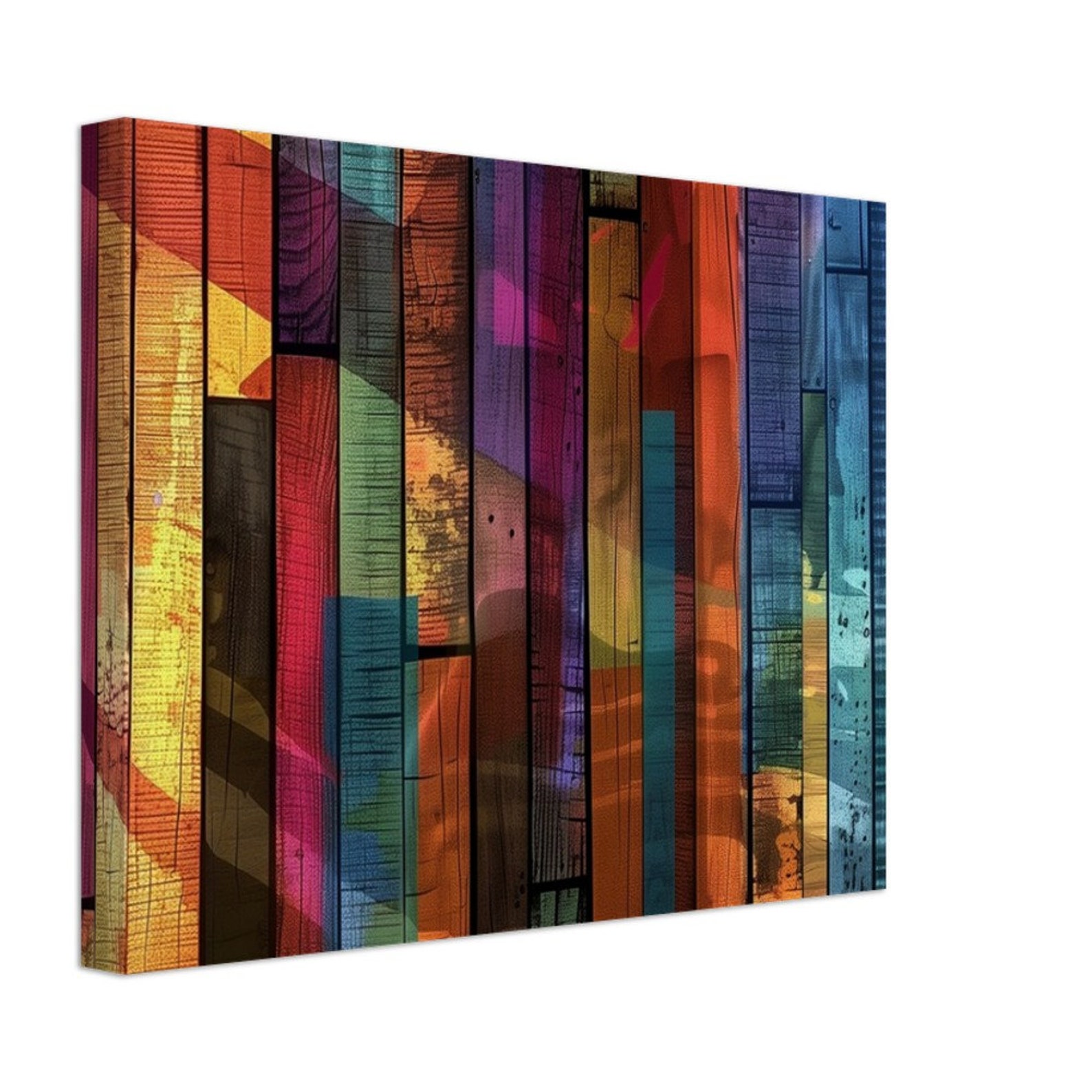 Pallet Wood Abstraction Canvas Art - Rustic Colorful Home Decor ...