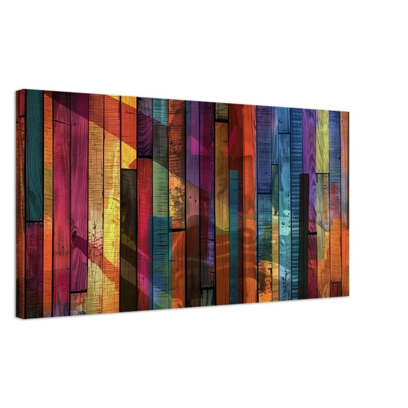 Pallet Wood Abstraction Canvas Art - Rustic Colorful Home Decor ...