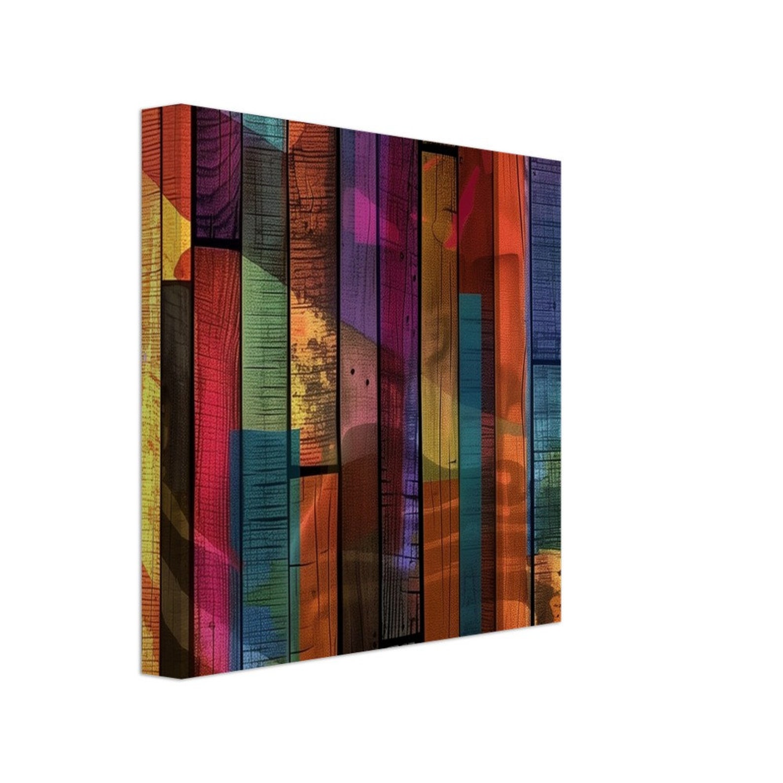 Pallet Wood Abstraction Canvas Art - Rustic Colorful Home Decor ...