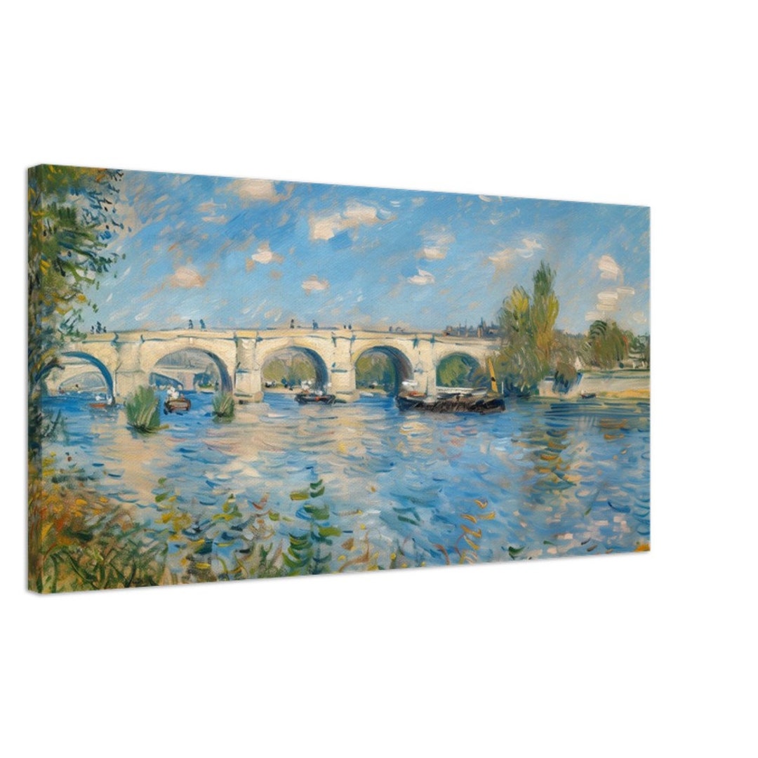 River Bridge Canvas Art Print: Impressionist Oil Painting Style - Etsy