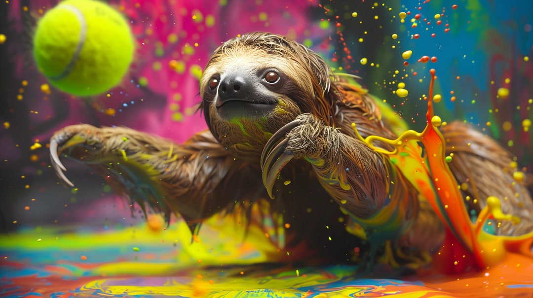 Sloth Tennis Ball Paint Splash Art for Samsung Frame (digital Download ...