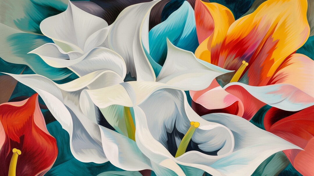 Modern White Lilies Digital Artwork, Elegant Frame TV Art, Unique Art ...