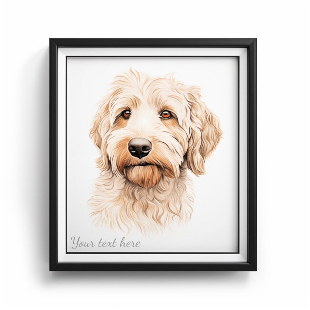 Personalized Labradoodle Dog Sketch ⋆ Custom Monochrome Pet Drawing ⋆ ...