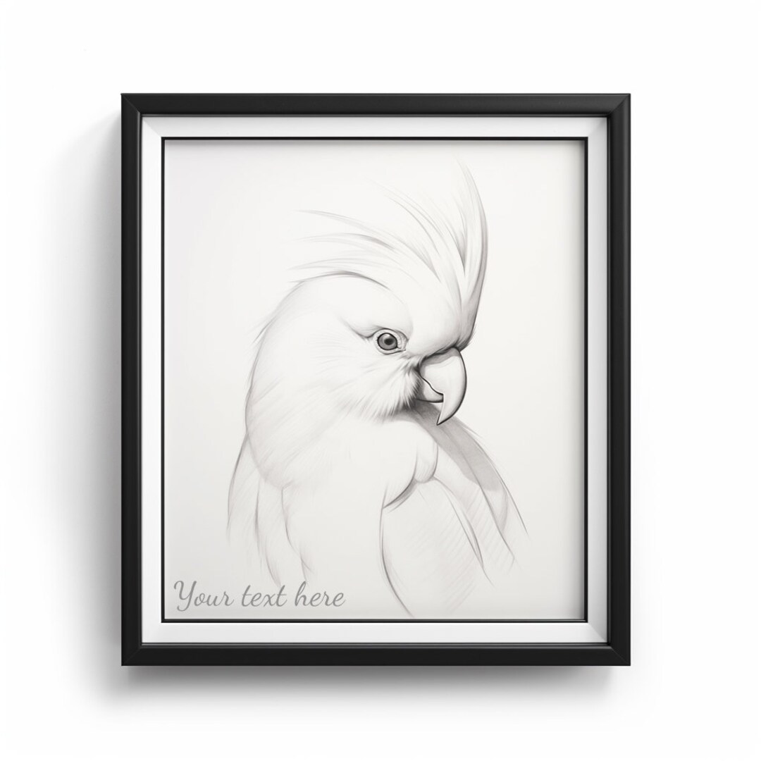 Personalized Cockatiel Parrot Bird Pet Sketch ⋆ Custom Monochrome Pet ...
