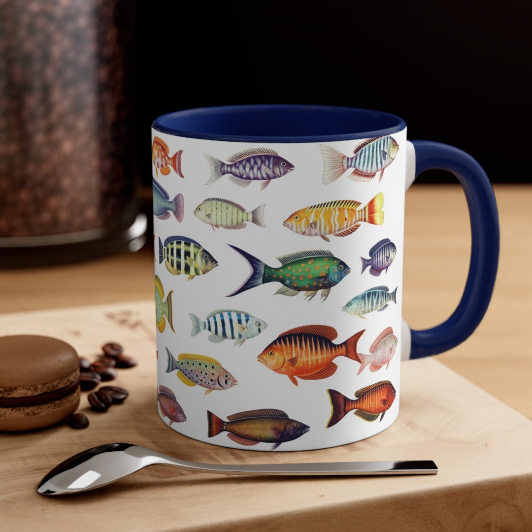 Saltwater Fish Lovers Coffee Mug With Different Exotic Fish Unique ...
