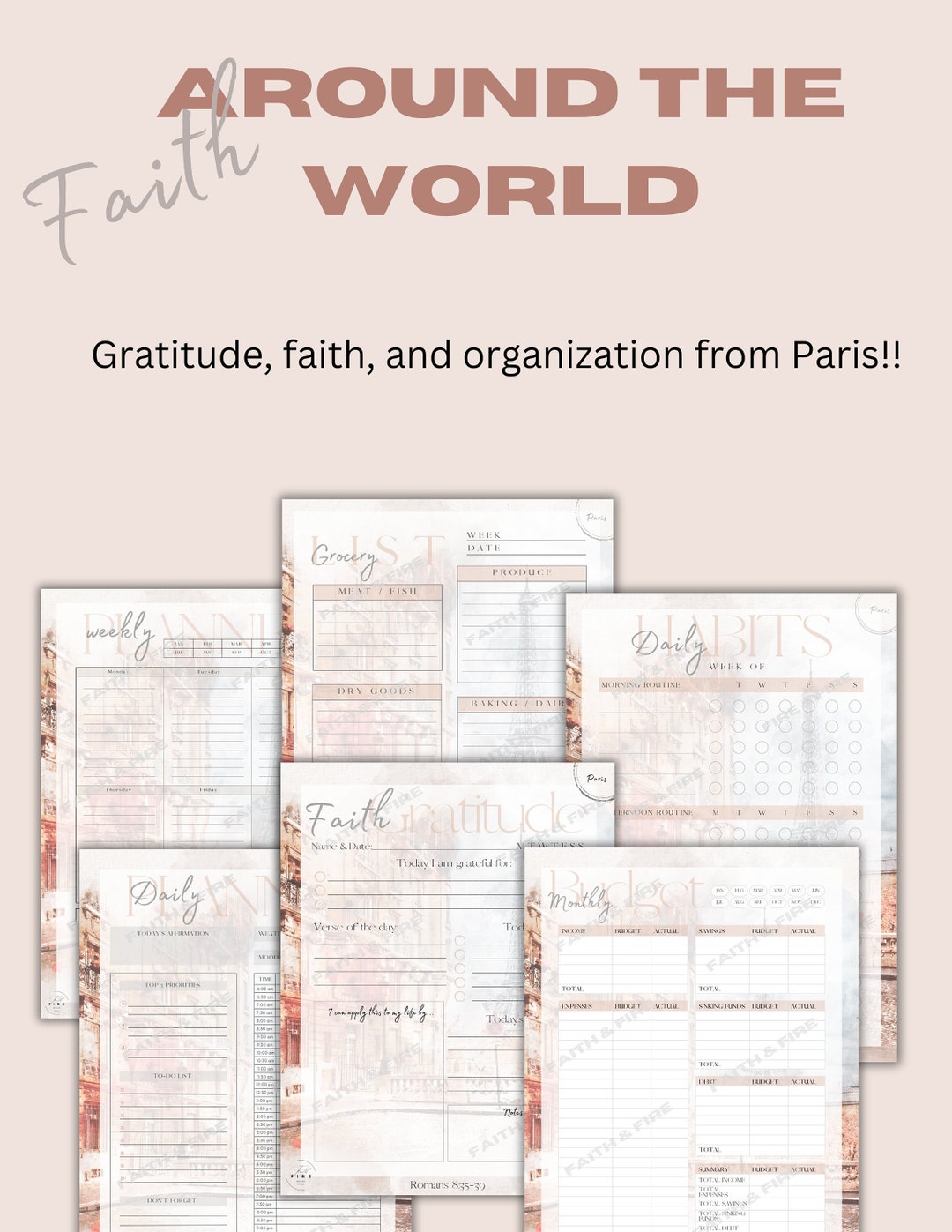 Paris Themed Organization Booklet: Faith & Gratitude (PDF) - Etsy
