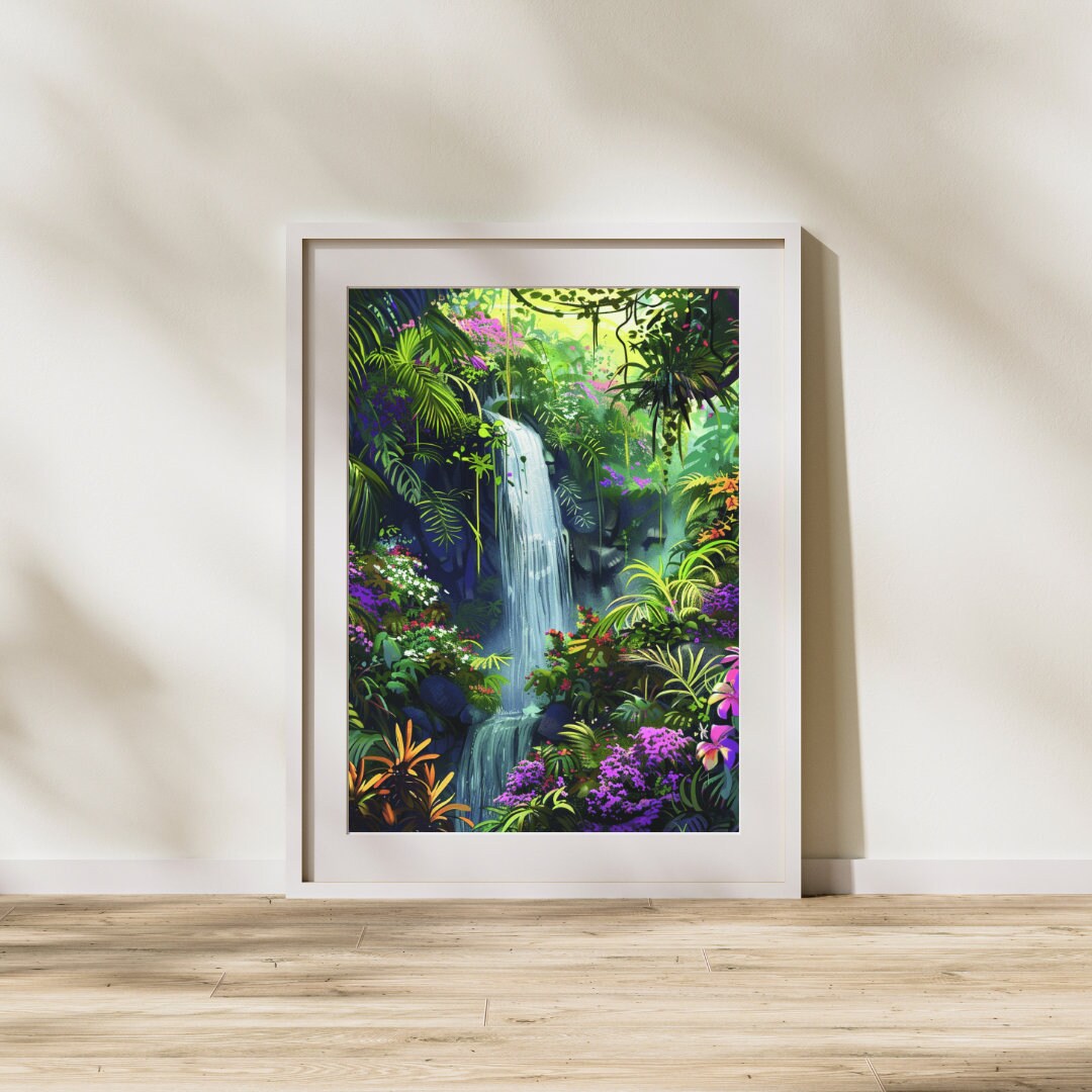Rainforest Poster Tropical Paradise Oasis Digital Jungle Poster Digital ...