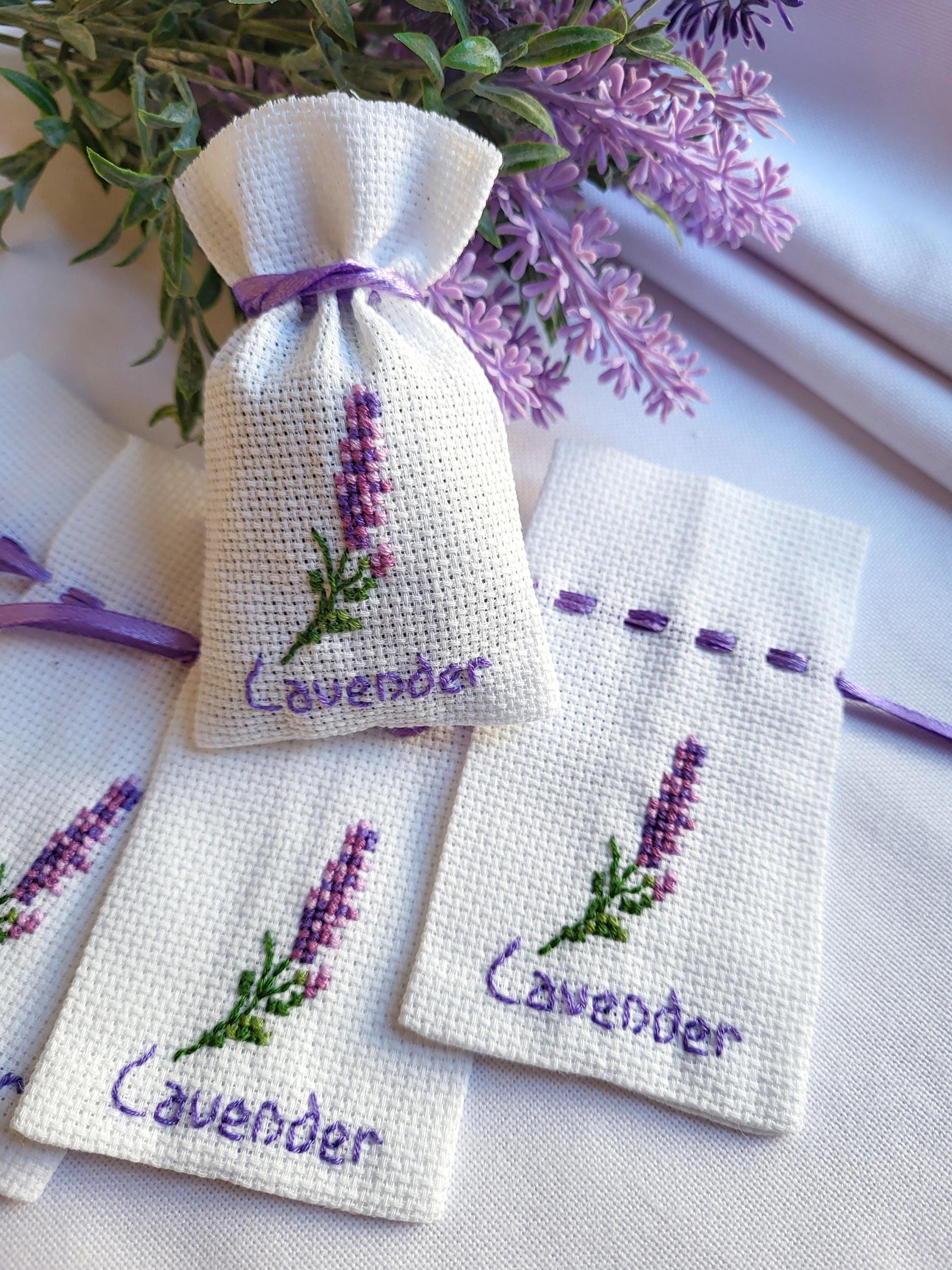 Set of 5 Hand Embroidered Lavender Sachets. Empty Aroma Pouches ...