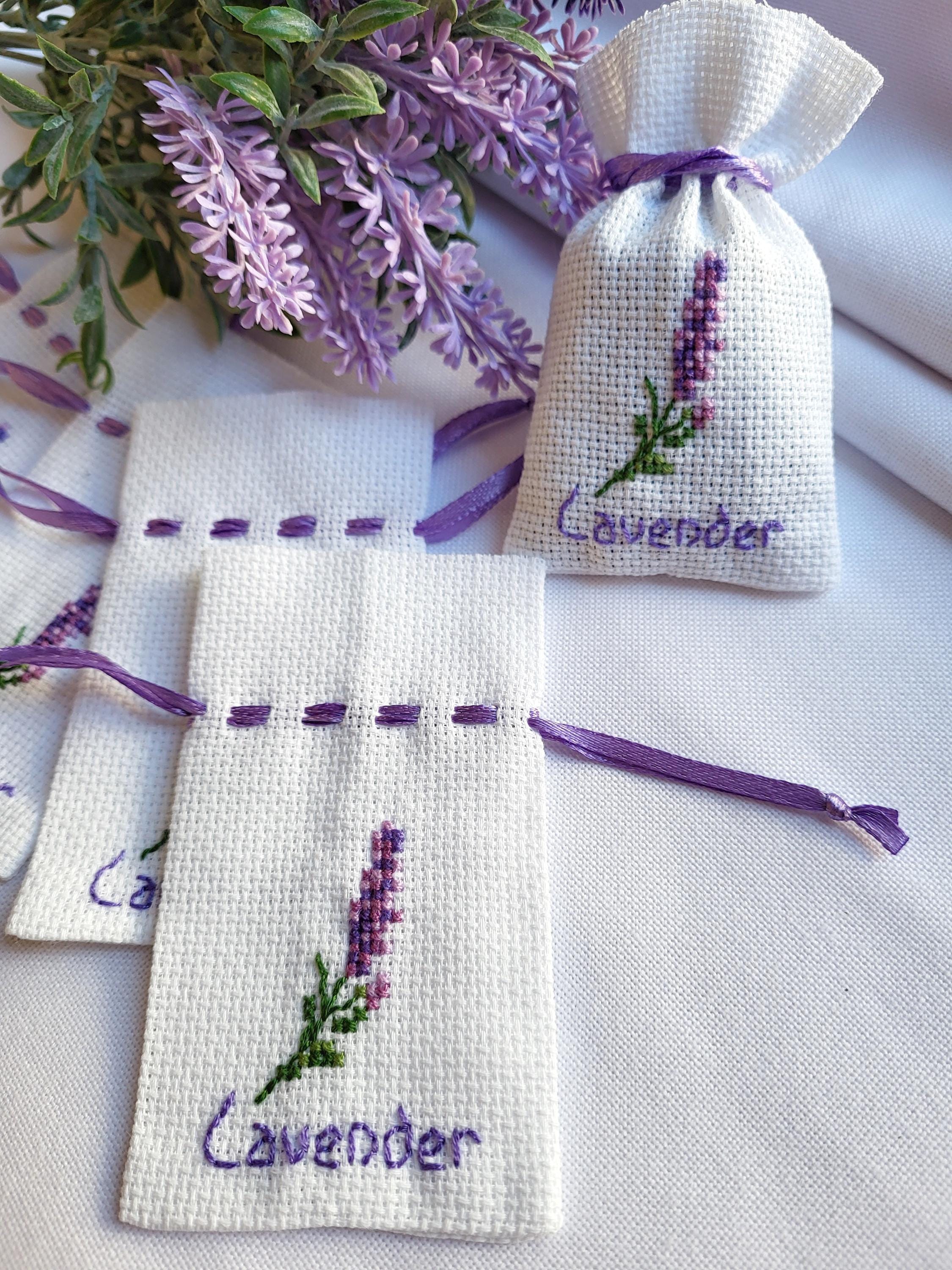 Set of 5 Hand Embroidered Lavender Sachets. Empty Aroma Pouches ...