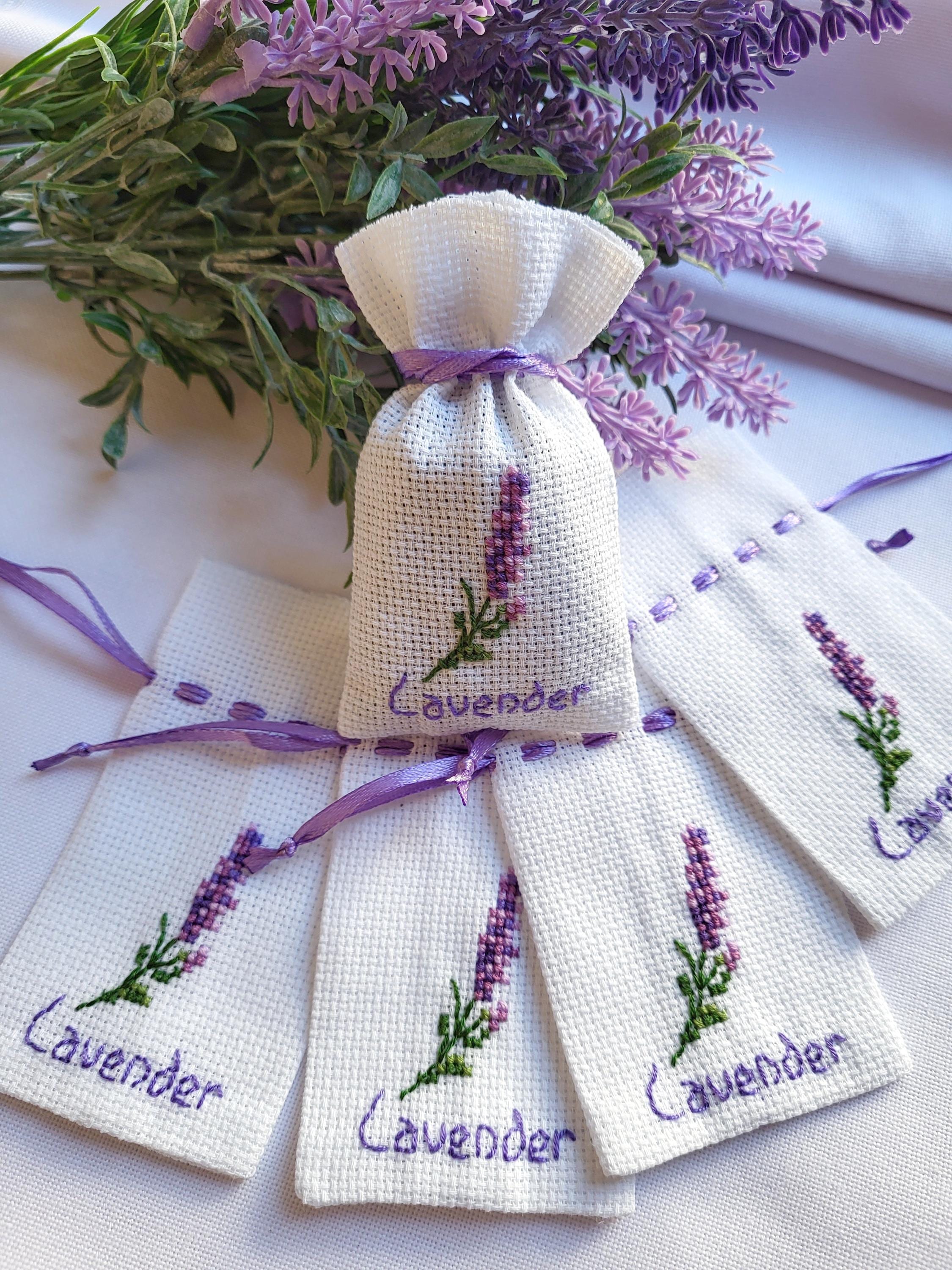 Set of 5 Hand Embroidered Lavender Sachets. Empty Aroma Pouches ...