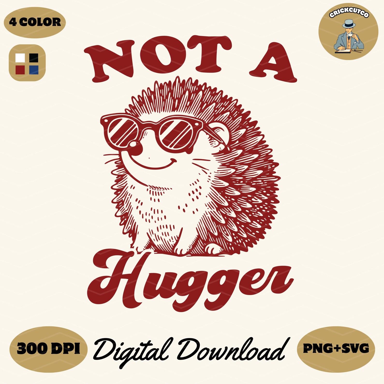 Not a Hugger Hedgehog PNG SVG: Funny Sarcastic Design (digital Download ...