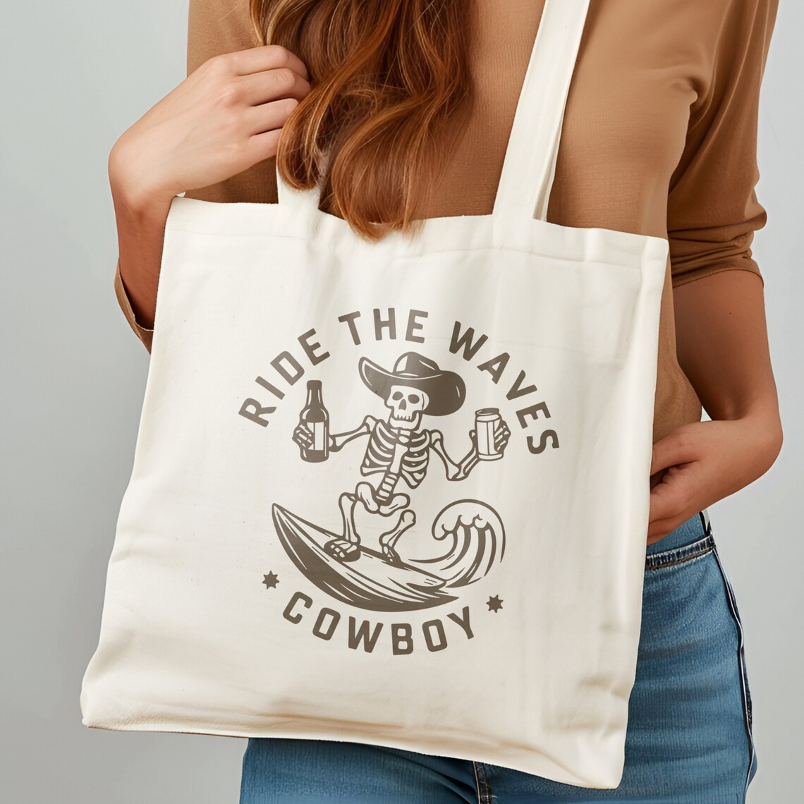 Ride the Waves Cowboy Svg, Surfing Cowboy Skeleton SVG for Print & Cut ...