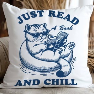 Just Read A Book & Chill SVG PNG File: Retro Cat Design - Etsy