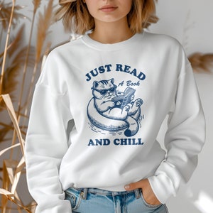 Just Read A Book & Chill SVG PNG File: Retro Cat Design - Etsy
