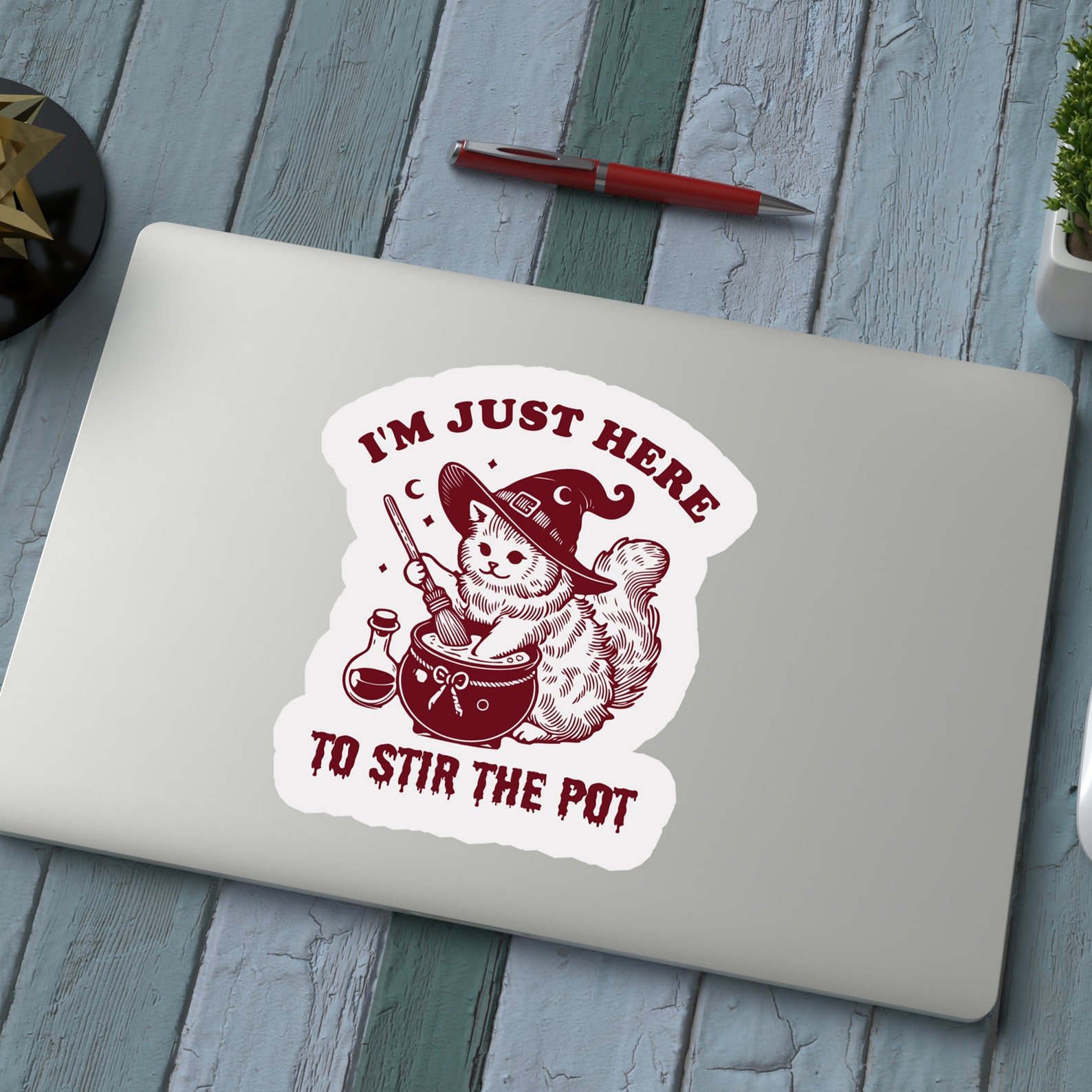 Funny Retro Halloween Cat Stirring Pot SVG PNG (digital Download) - Etsy