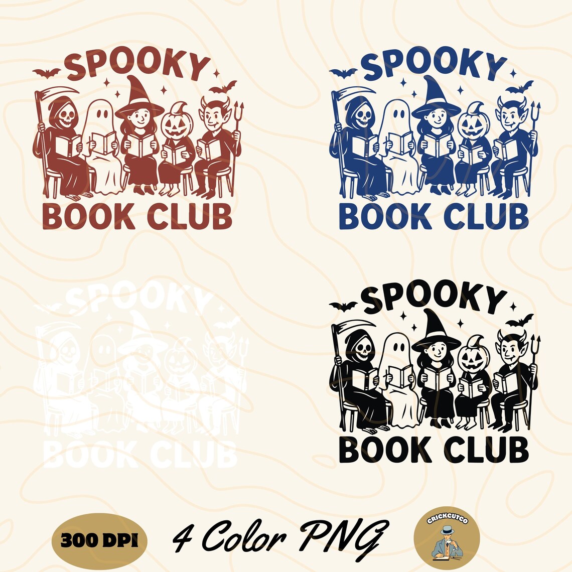 Spooky Book Club Characters SVG PNG: Halloween Reading Design - Etsy