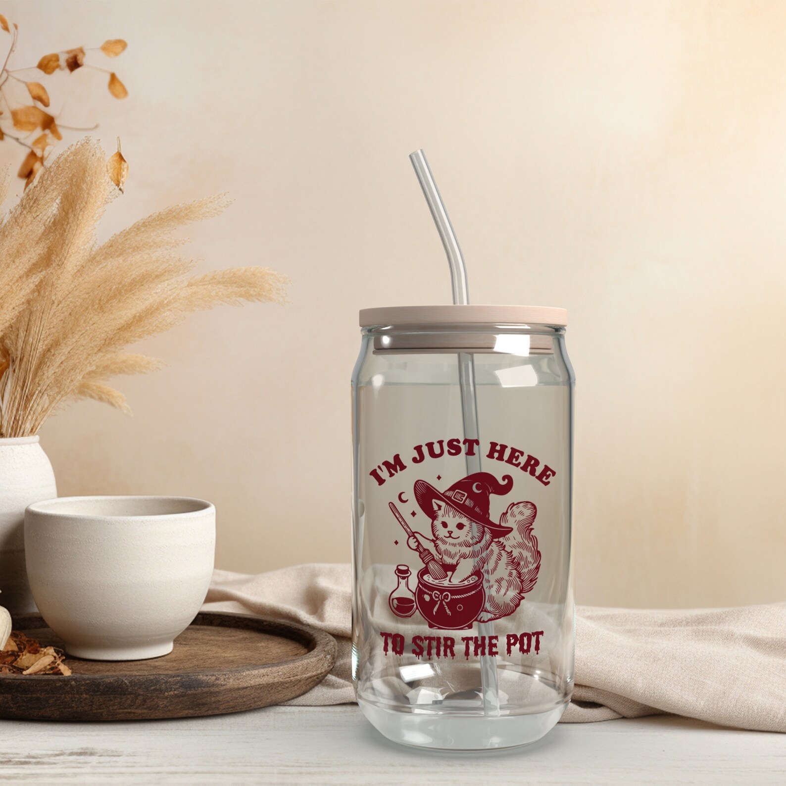 I'm Just Here to Stir the Pot SVG PNG Files, Funny Retro Cat Spooky ...