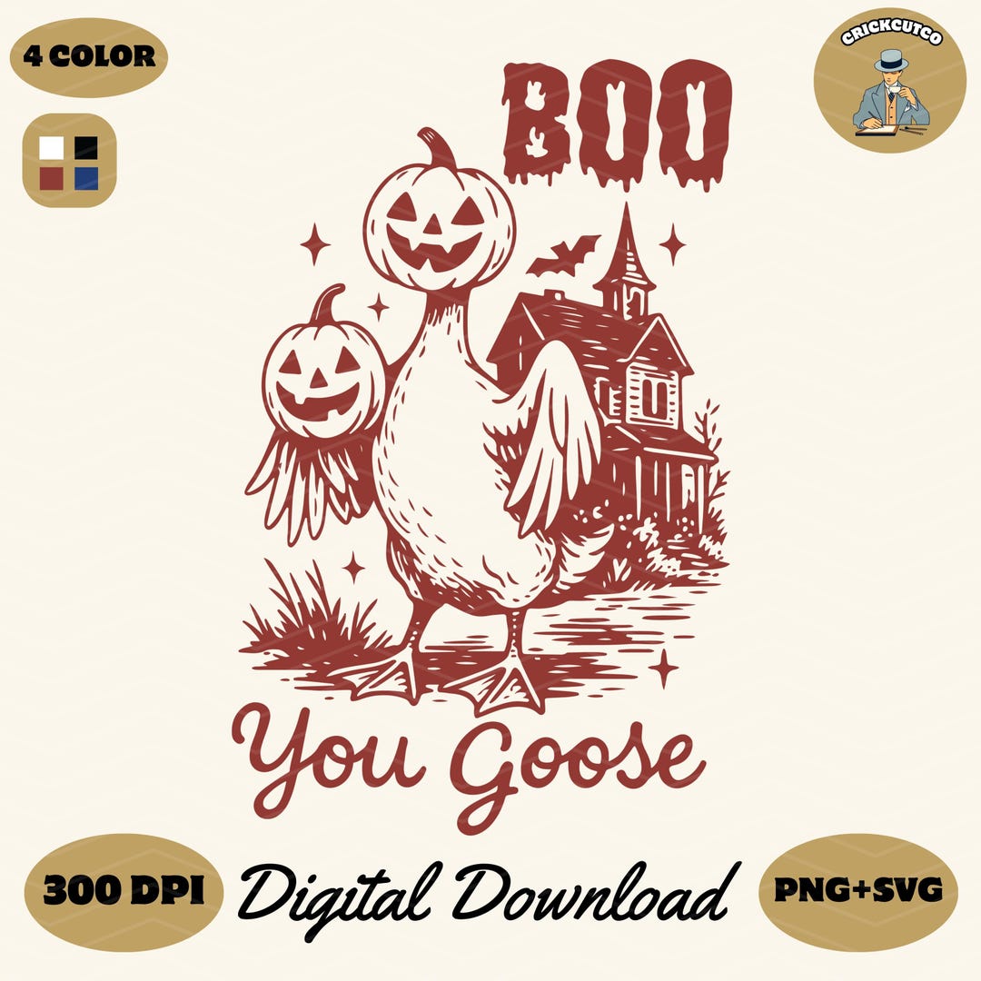 Boo You Goose PNG SVG, Funny Goose Png, Spooky Goosey Png, Retro ...