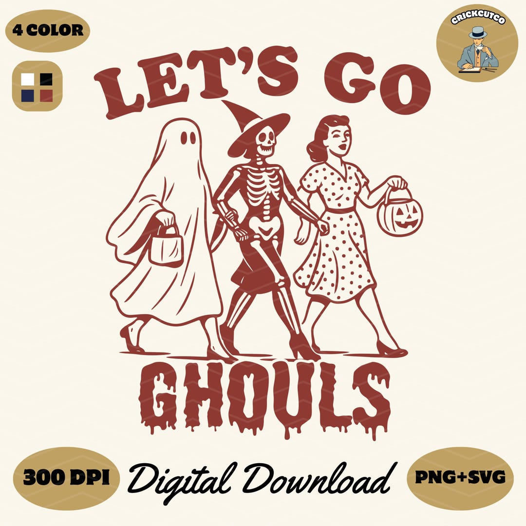 Lets Go Ghouls SVG: Spooky Mama Halloween Design (PNG, Digital Download ...