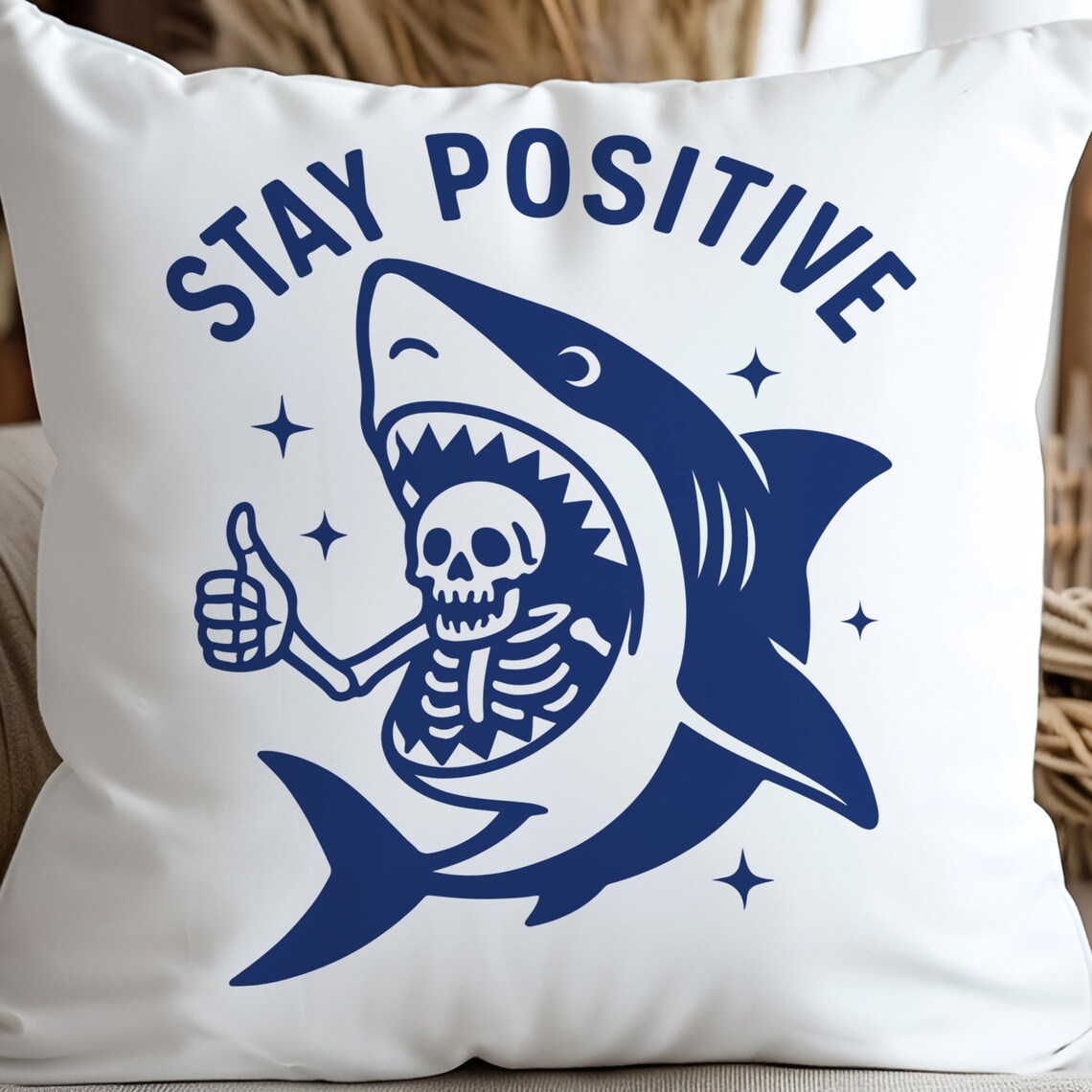 Funny Stay Positive Skeleton & Shark SVG PNG: Retro Sublimation File - Etsy
