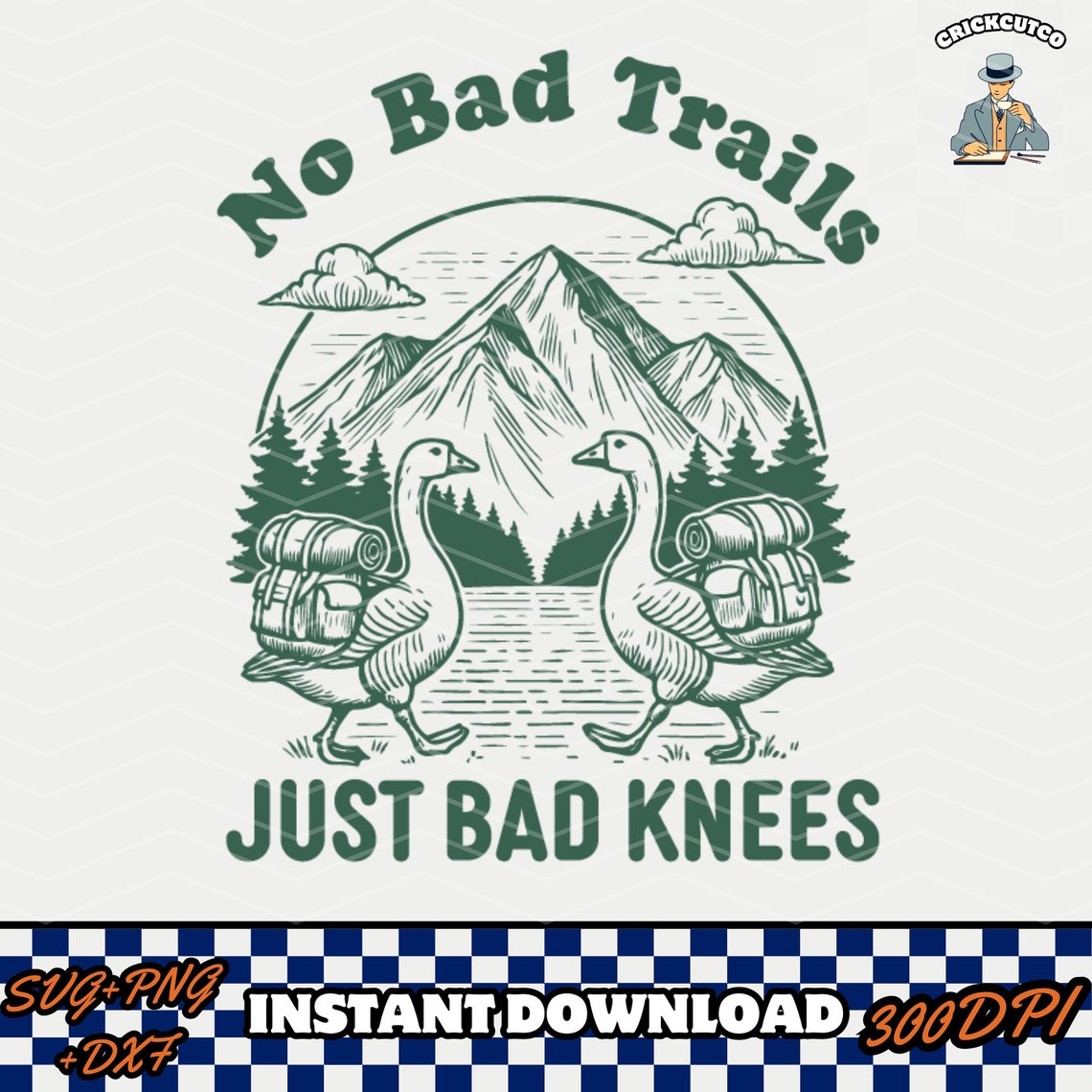 No Bad Trails Just Bad Knees SVG PNG Files, Trendy Vintage Fun ...
