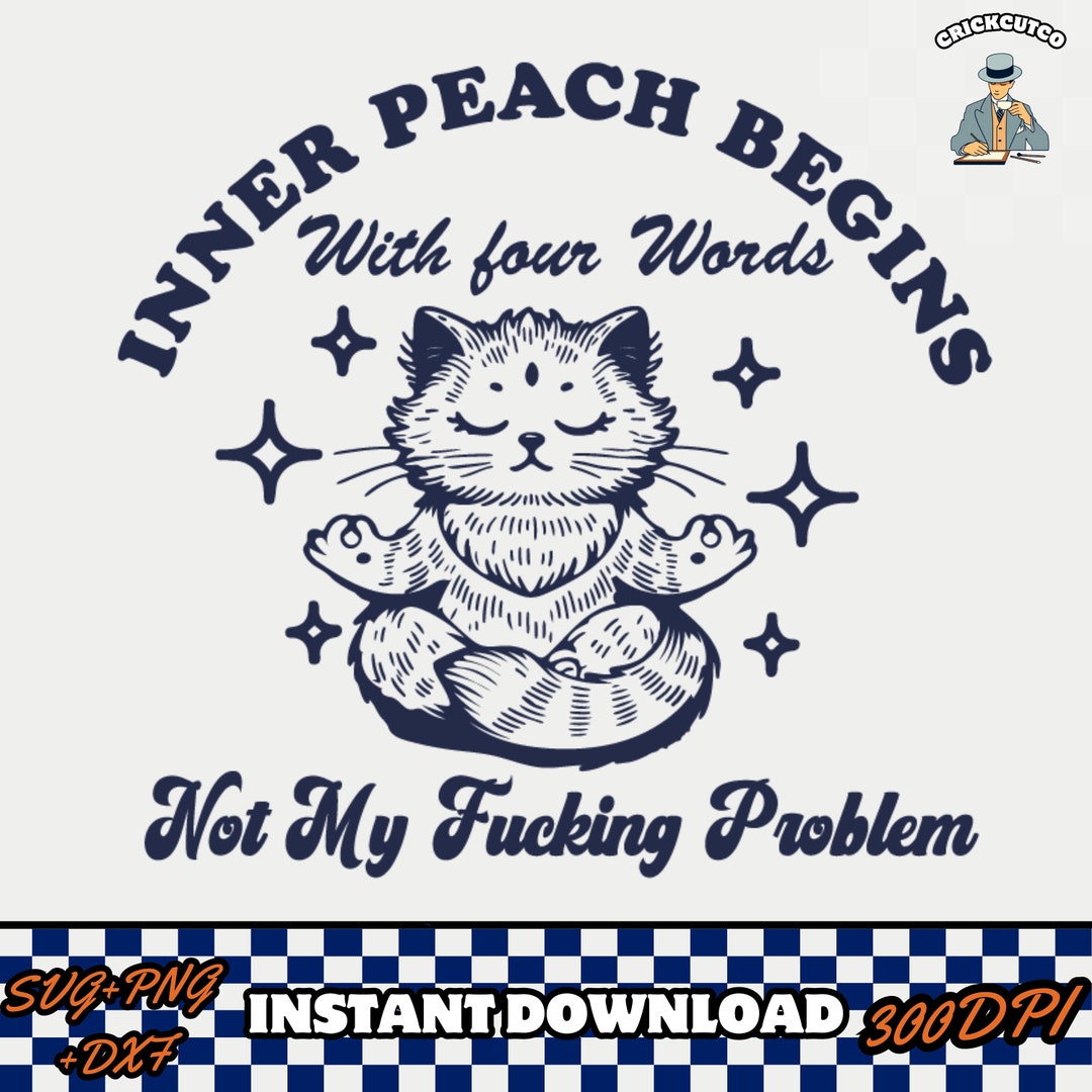 Funny Retro Cat Design: Inner Peace SVG PNG (digital Download) - Etsy