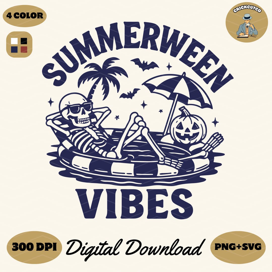Summerween Vibes PNG SVG, Spooky Halloween Skeleton Png, Skeleton DTF ...