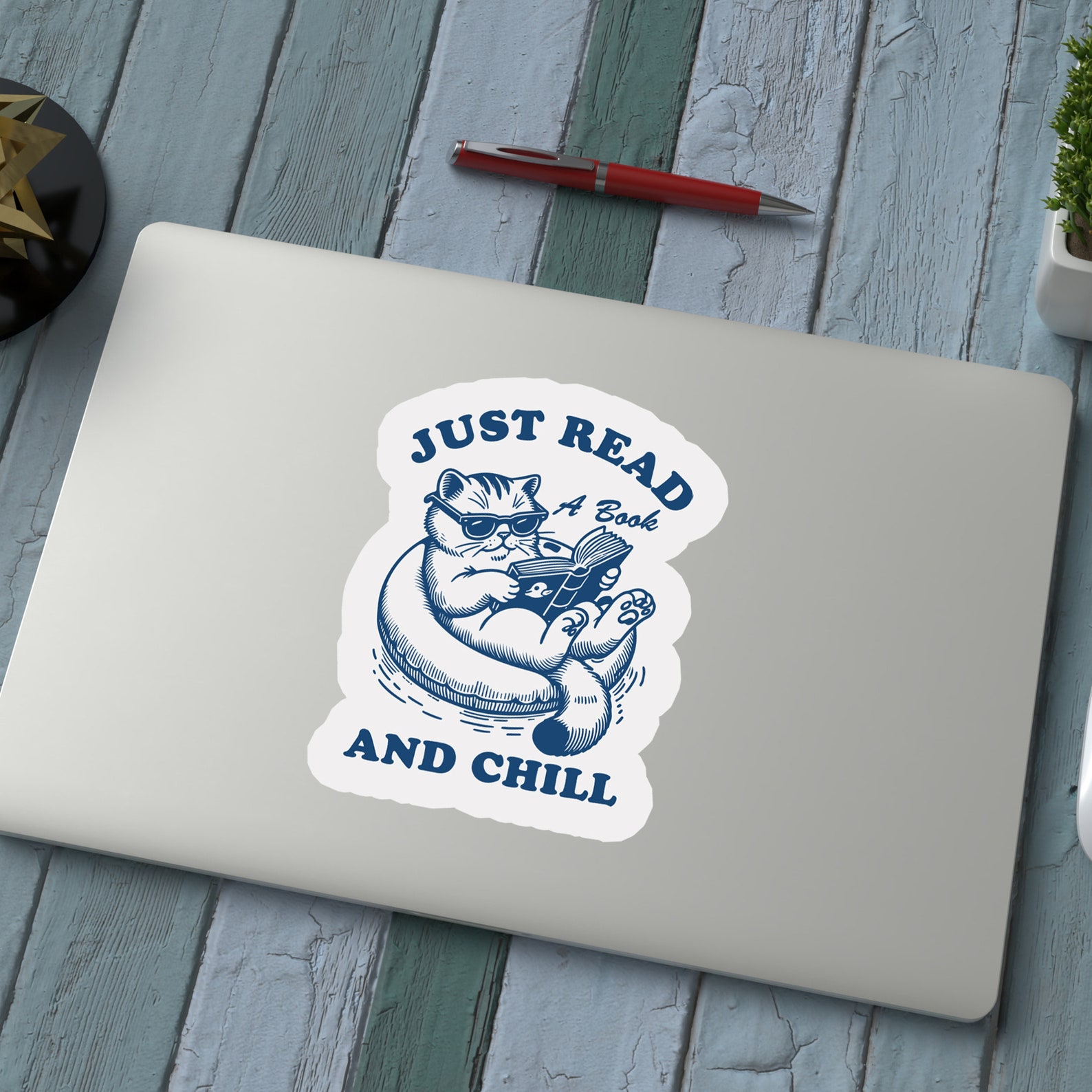 Just Read A Book & Chill SVG PNG File: Retro Cat Design - Etsy