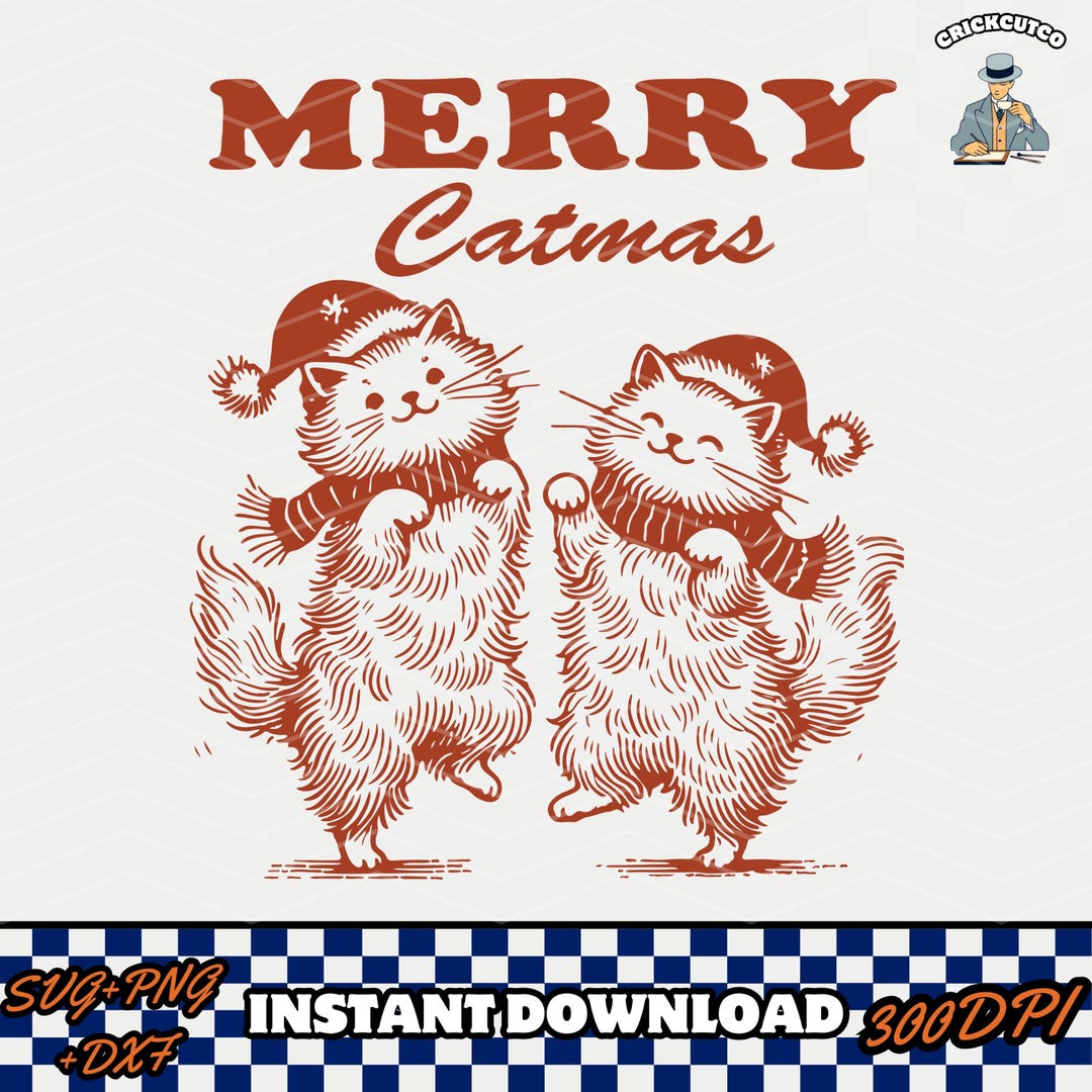 Merry Catmas SVG PNG Files, Funny Christmas Cat Png, Funny Trendy Cute ...