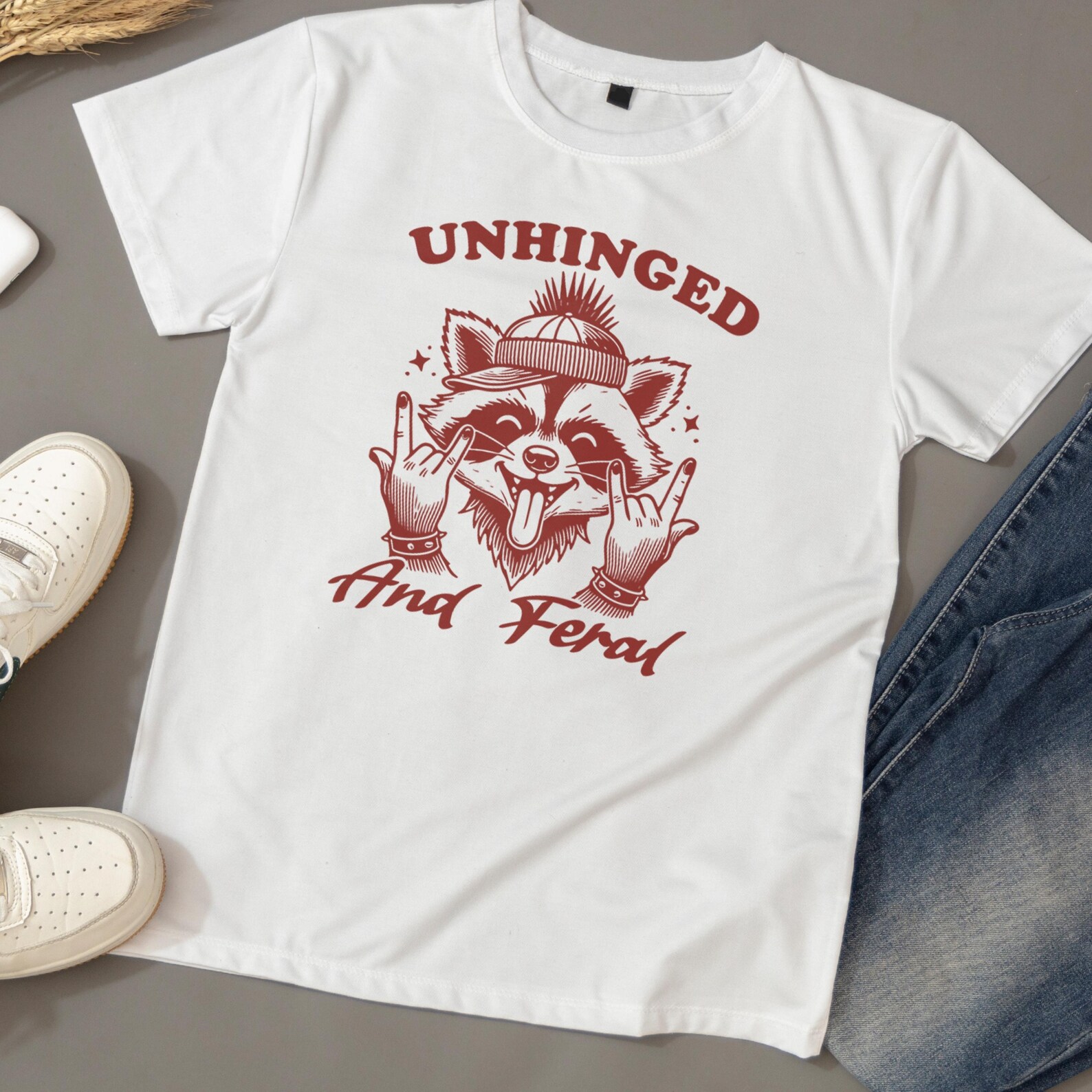 Unhinged and Feral PNG SVG, Funny Raccoon Png, Rock'n Feral Racoon ...