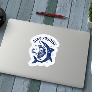 Funny Stay Positive Skeleton & Shark SVG PNG: Retro Sublimation File - Etsy