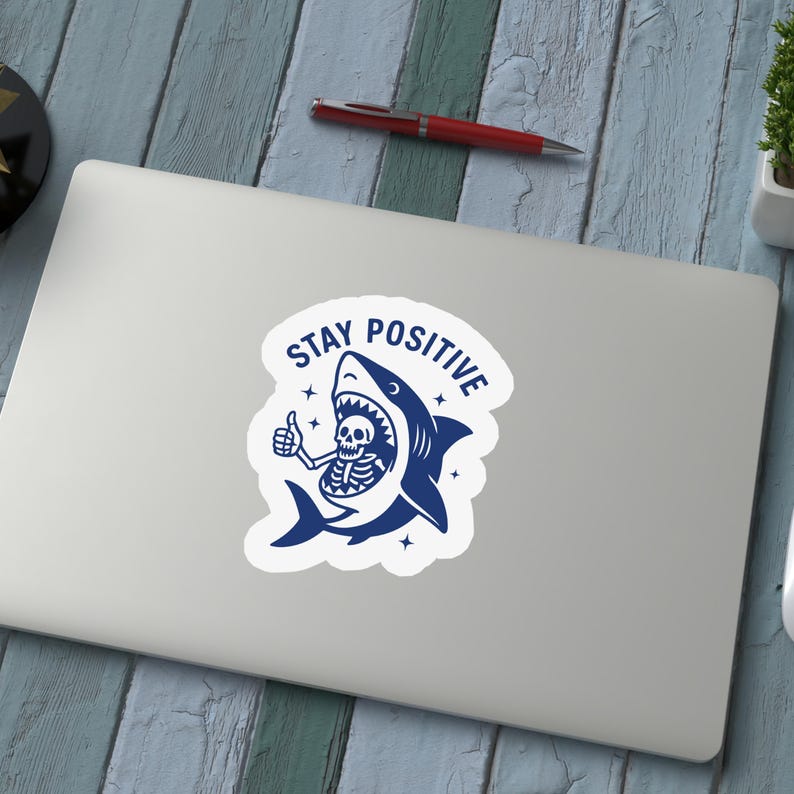 Funny Stay Positive Skeleton & Shark SVG PNG: Retro Sublimation File - Etsy