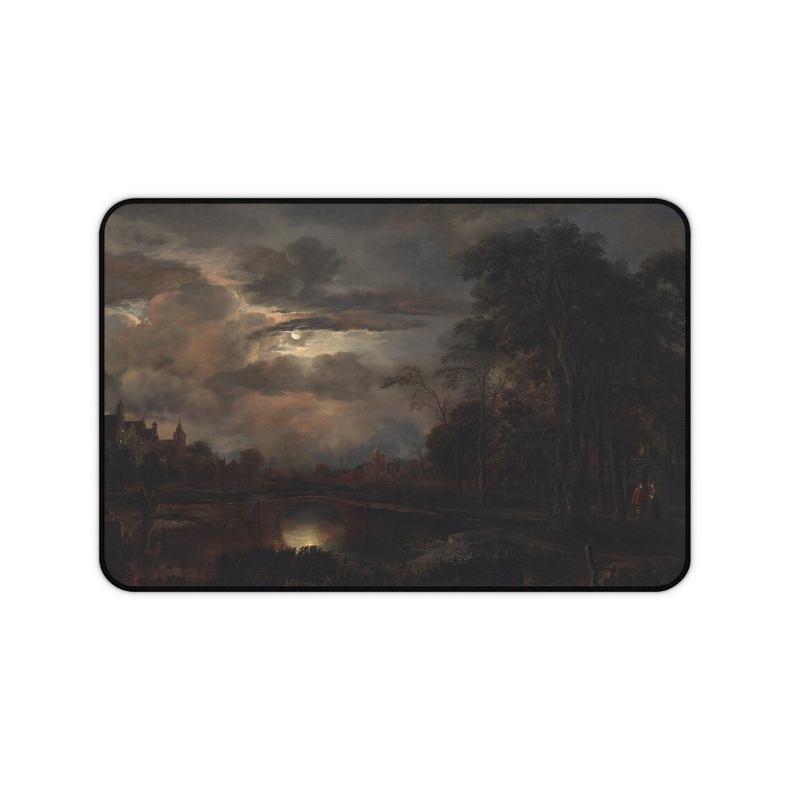 Moonlit Landscape With Bridge, Aert Van Der Neer; Desk Mat for Mouse ...