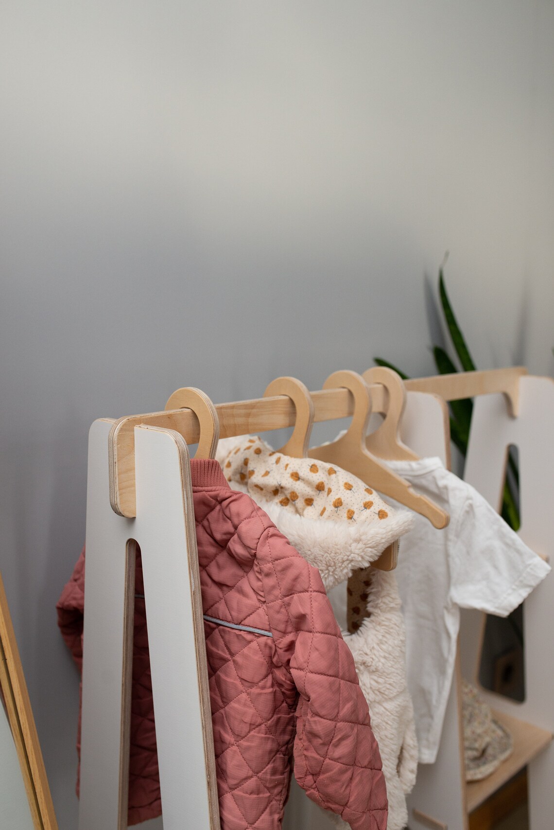 KIDS CLOTHING RACK Type A With Shelves, Wood Clothes Rack, Montessori ...