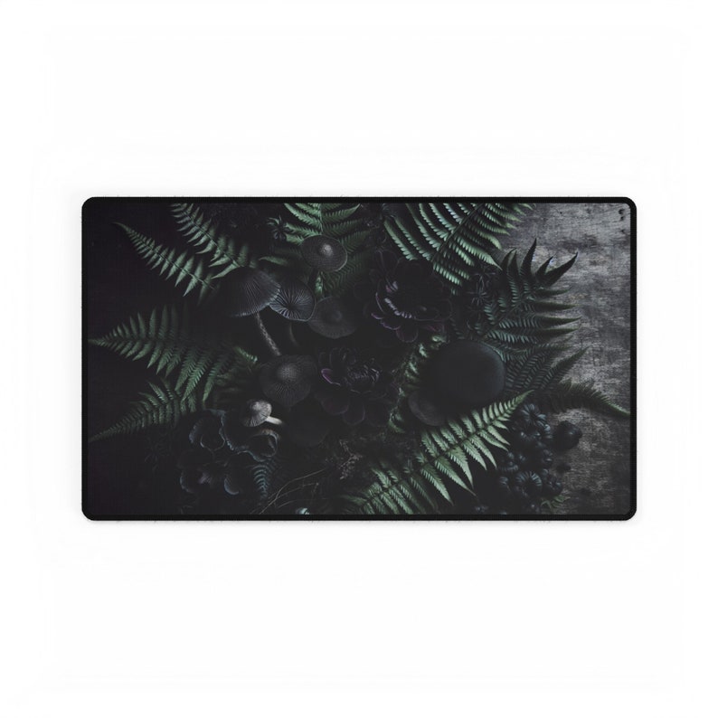 Gothic Floral Fern Dark Academia Desk Mat Mouse Keyboard Pad Mushroom ...