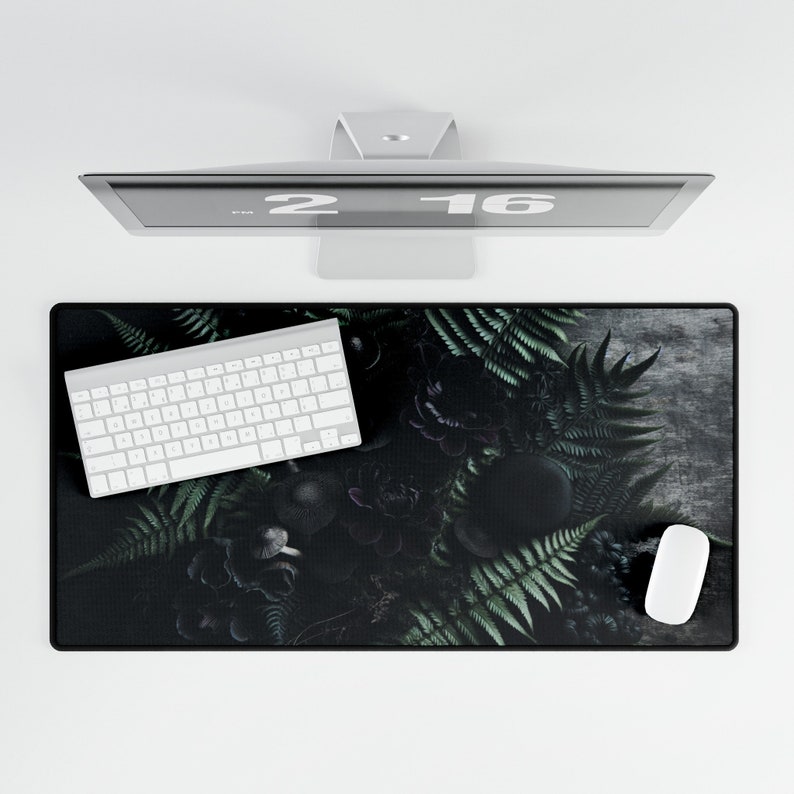 Gothic Floral Fern Dark Academia Desk Mat Mouse Keyboard Pad Mushroom ...
