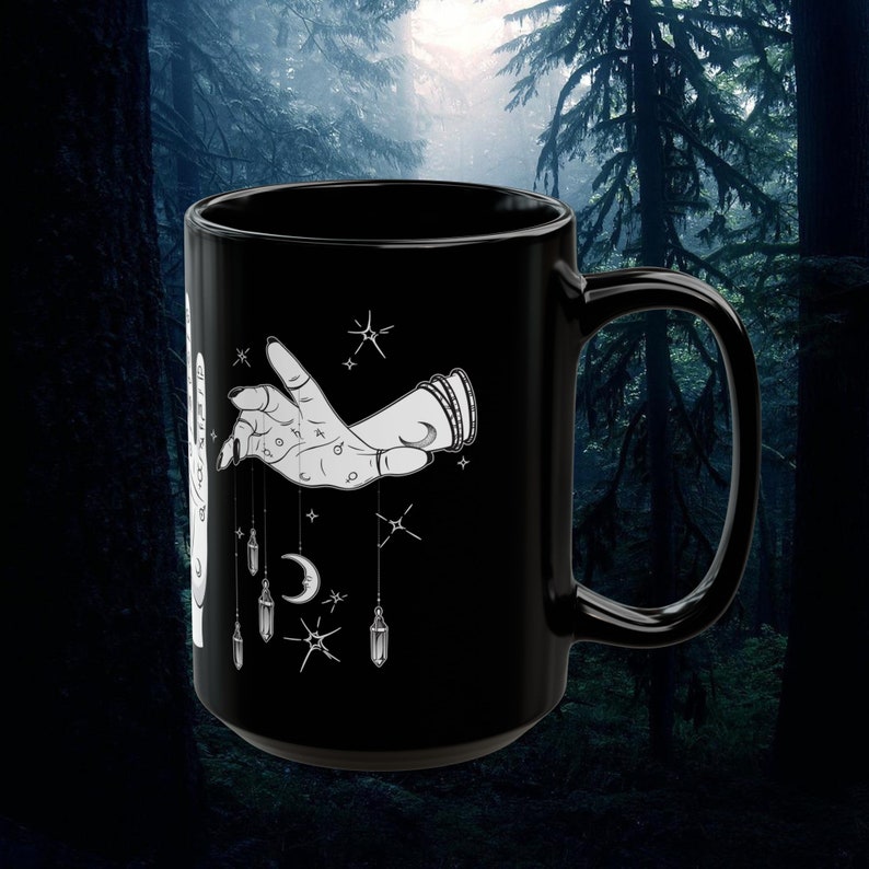 Witchy Pagan Crystal Mug Witchcraft Goth Magic Cup Palm Reading ...