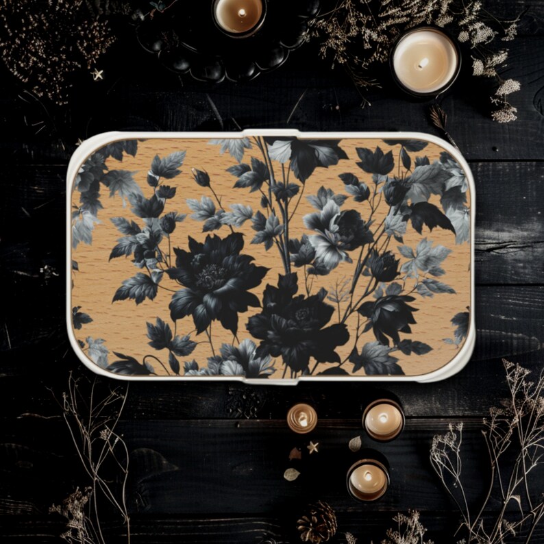 Black Floral Bento Box Dark Academia Plant Forest Lunch Accessory ...