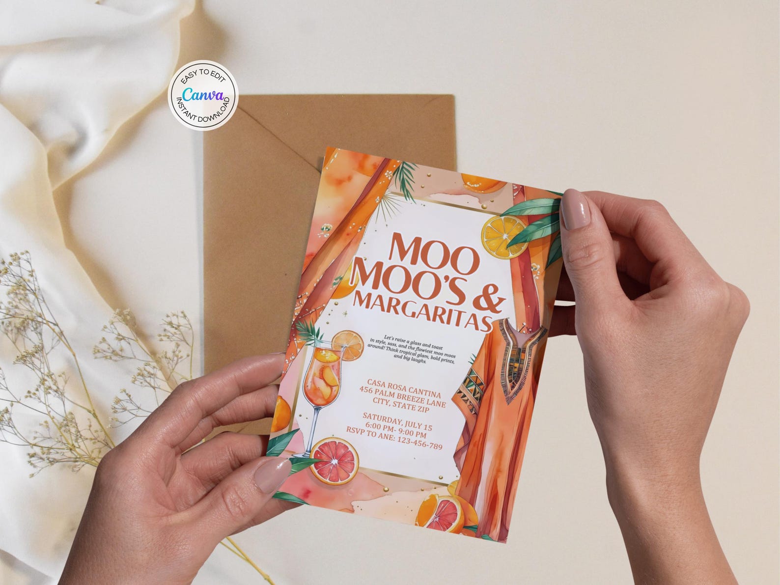 Moo Moos & Margaritas Invitation Digital Ladies Night Invite ...