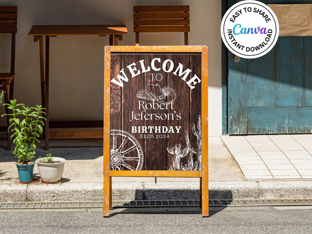 Editable Western Welcome Sign Country Birthday Party Rustic Wood ...